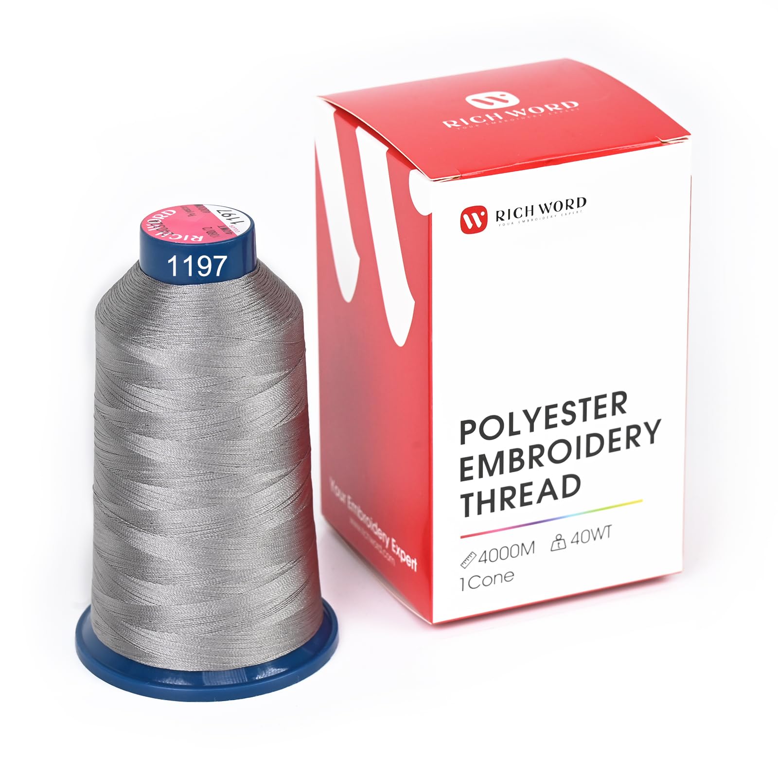 Amazon.com: RICHWORD Grey Embroidery Thread 4000M(4374Y) 40WT Polyester ...