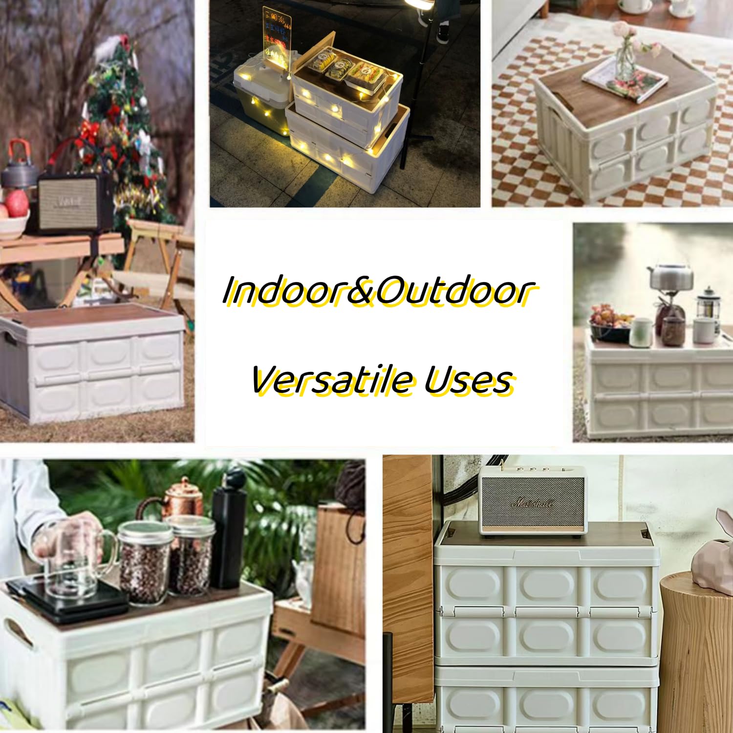 HappyBeeFlying Collapsible Storage Bin with Lids,55L Folding Utility ...