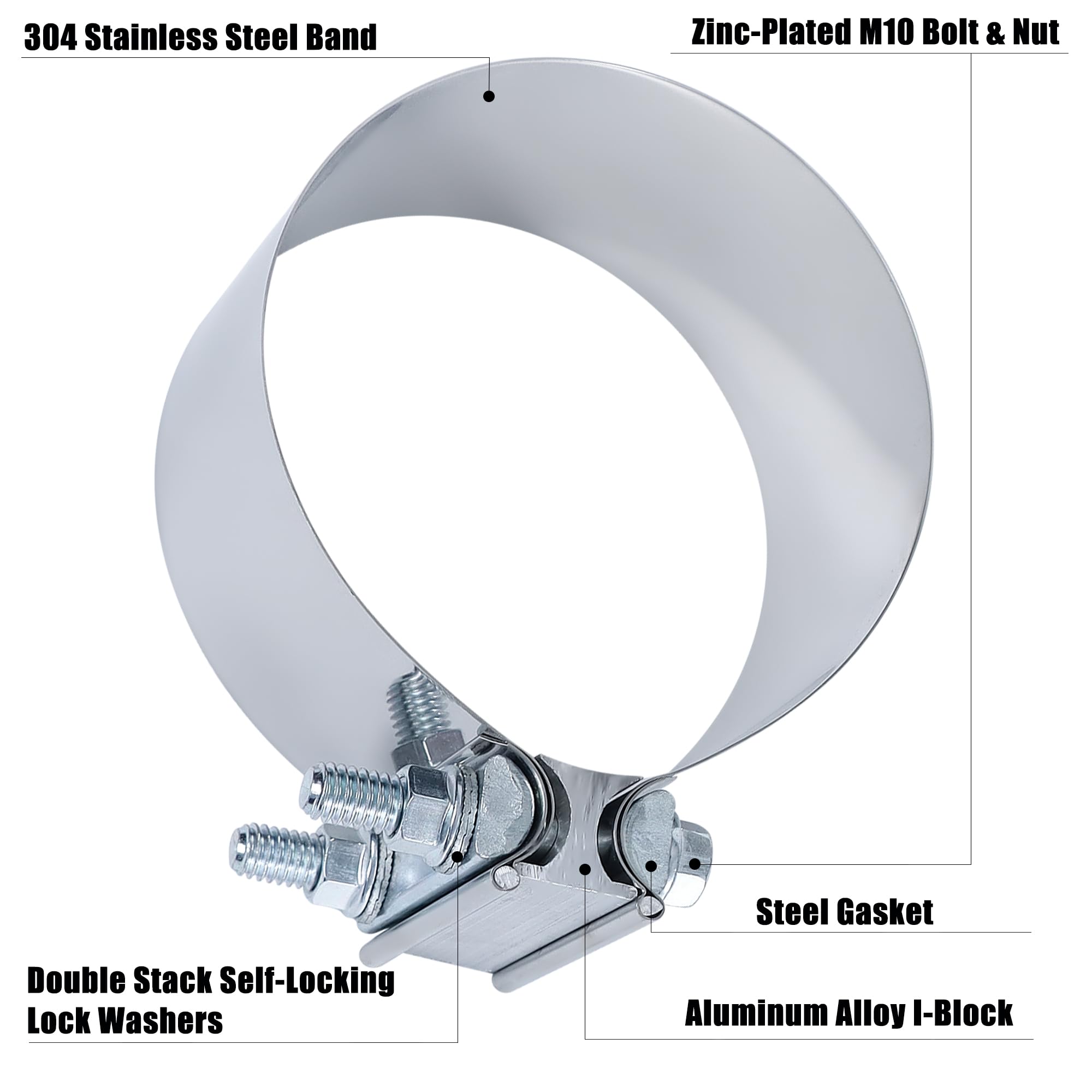 Snapklik.com : Vitonsbay 5 Inch Exhaust Clamp,5 Inch Butt Joint Exhaust ...