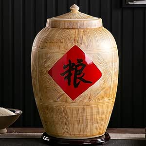 EKDJSN Ceramic Rice Bucket, Large Ceramic Rice Container, Dispenser ...