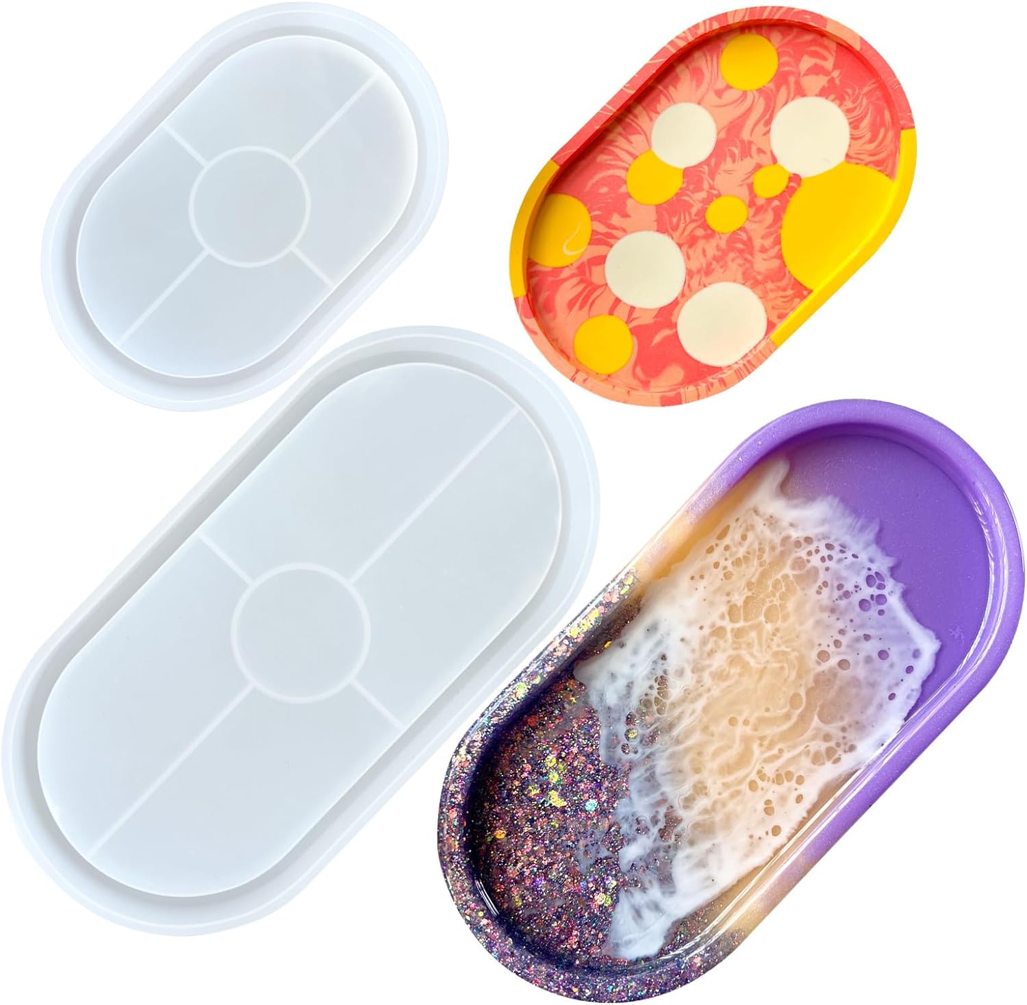 Amazon.com: Midnadiy Oval Resin Tray Molds, 2 Pcs Durable Silicone Coaster Molds for Epoxy Resin ...