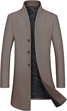 WULFUL Men Wool Trench Coat Slim Fit Winter Coat at Amazon Men’s Clothing store