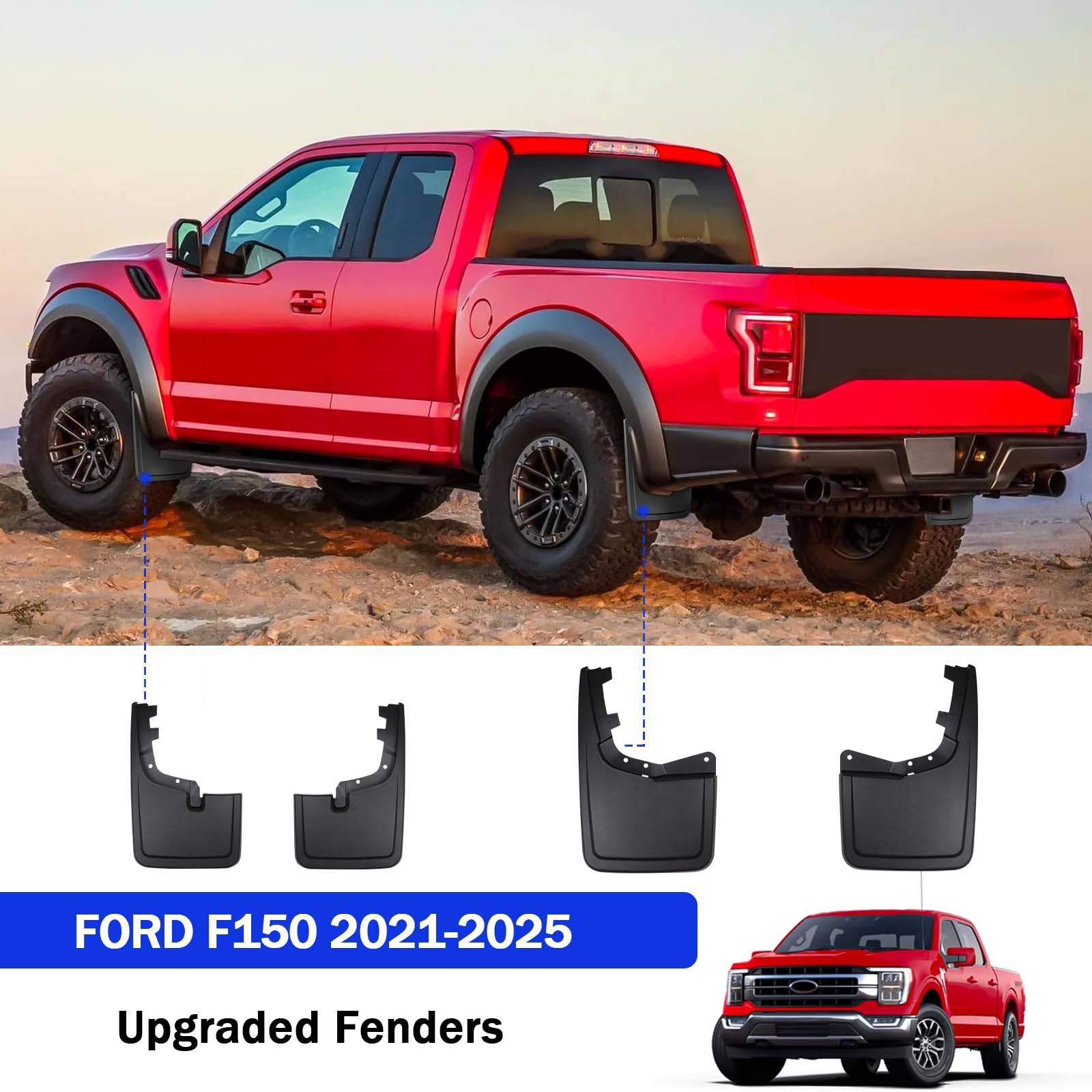 2021 F150 Mud Flaps For Ford F-150 F150 2021-24 4Pcs Front Rear Splash ...