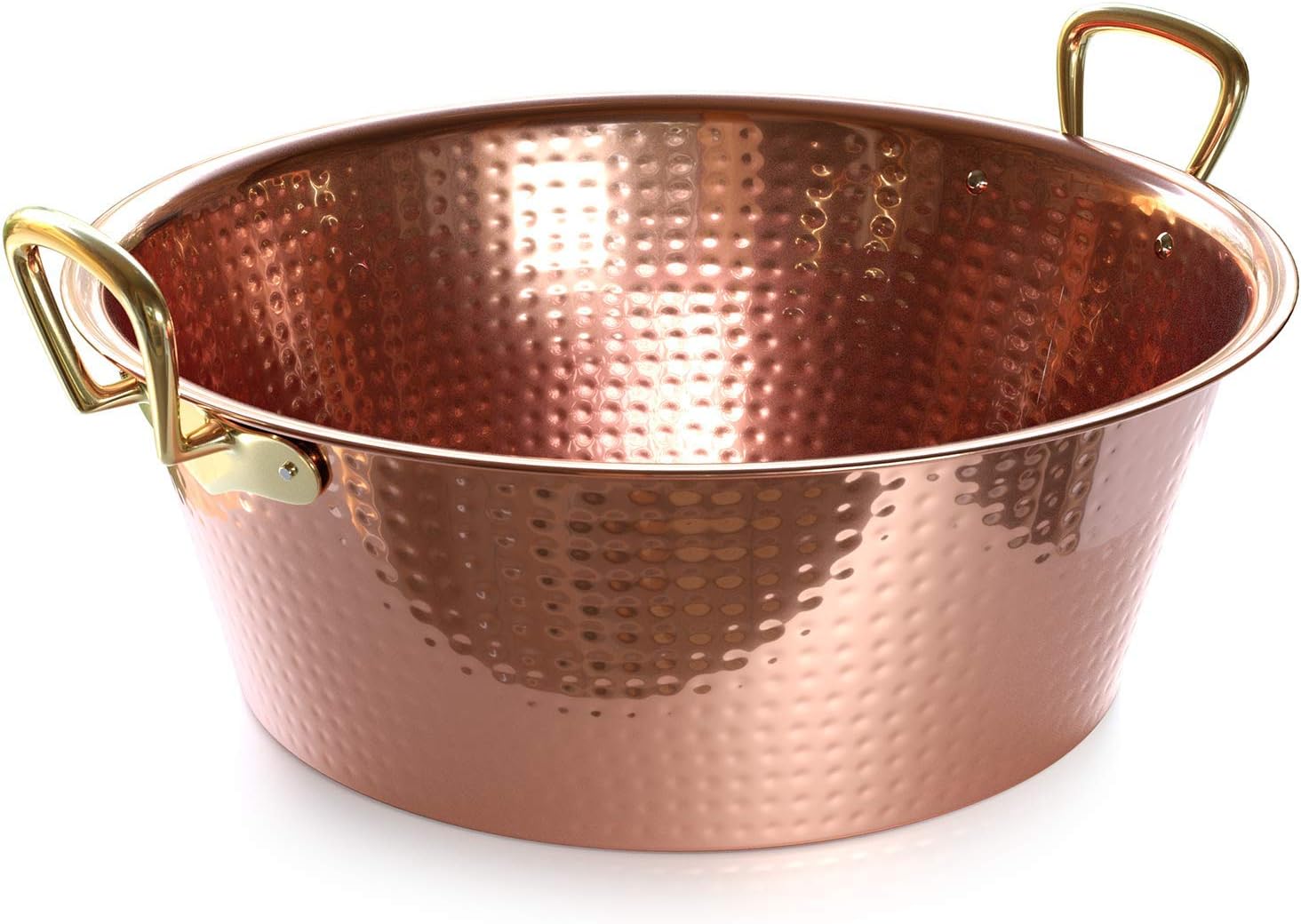 Amazon.com: Hammered Copper Jam Pan – Large Deep Maslin Pot with 2 ...