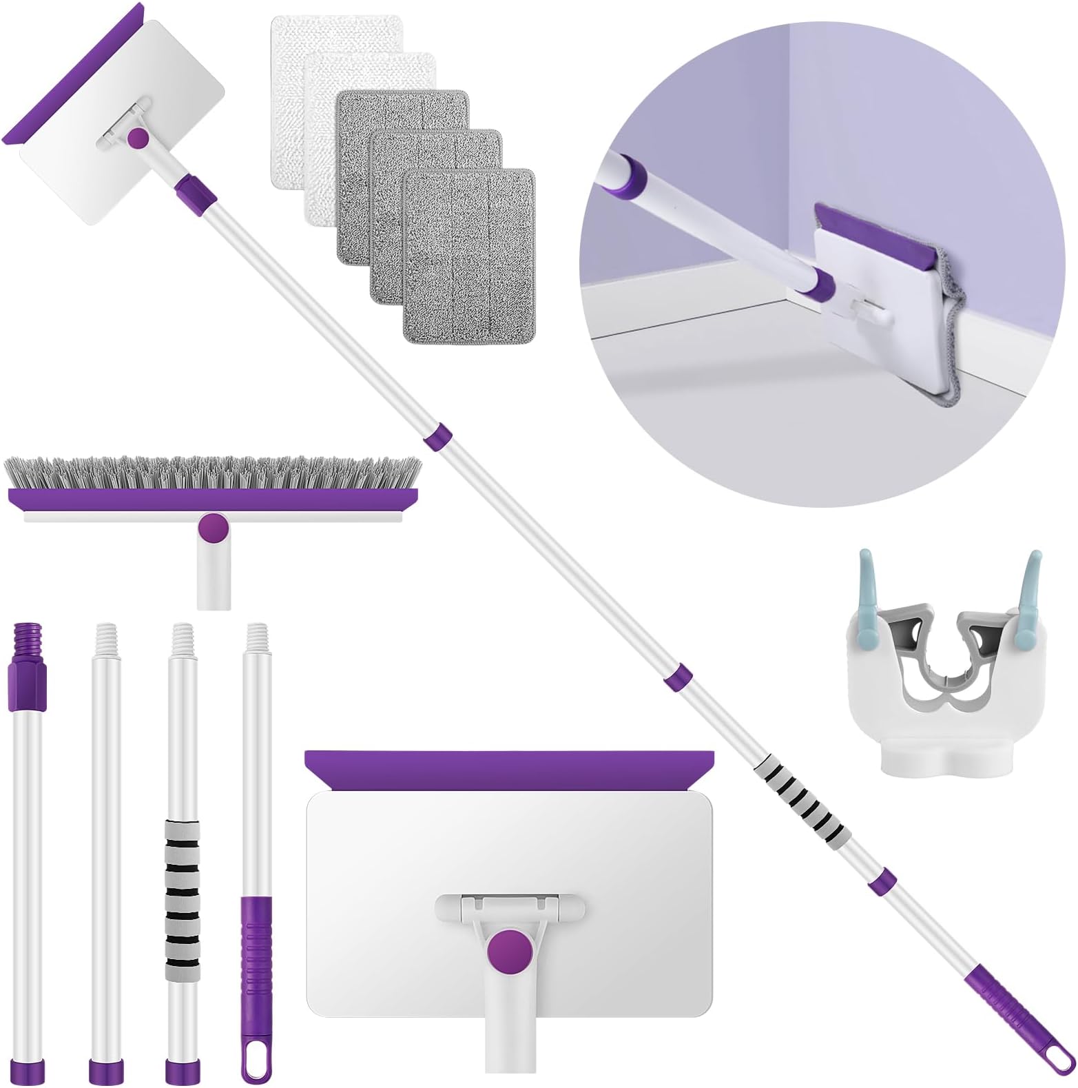 Amazon.com: Baseboard Cleaner Tool with Handle - Wall Mop Cleaner with ...