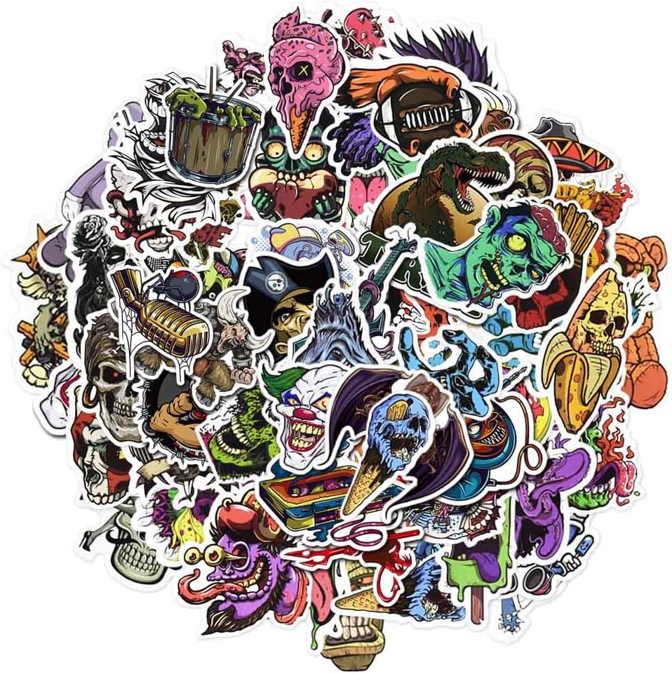 Amazon.com: Horror Stickers Pack 100pcs, Vinyl Punk Terror Stickers ...