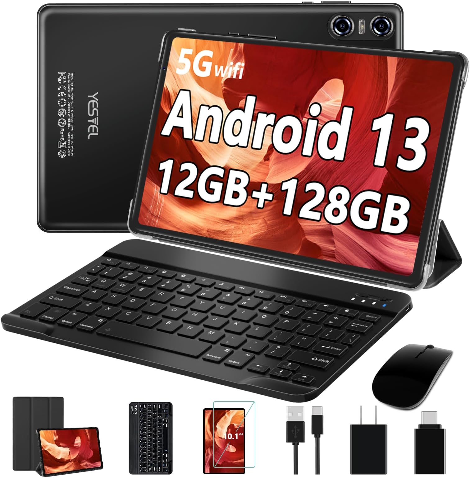 2024 Newest Android 13 Tablet YESTEL 10 inch Tablet with 12GB RAM+128GB ...