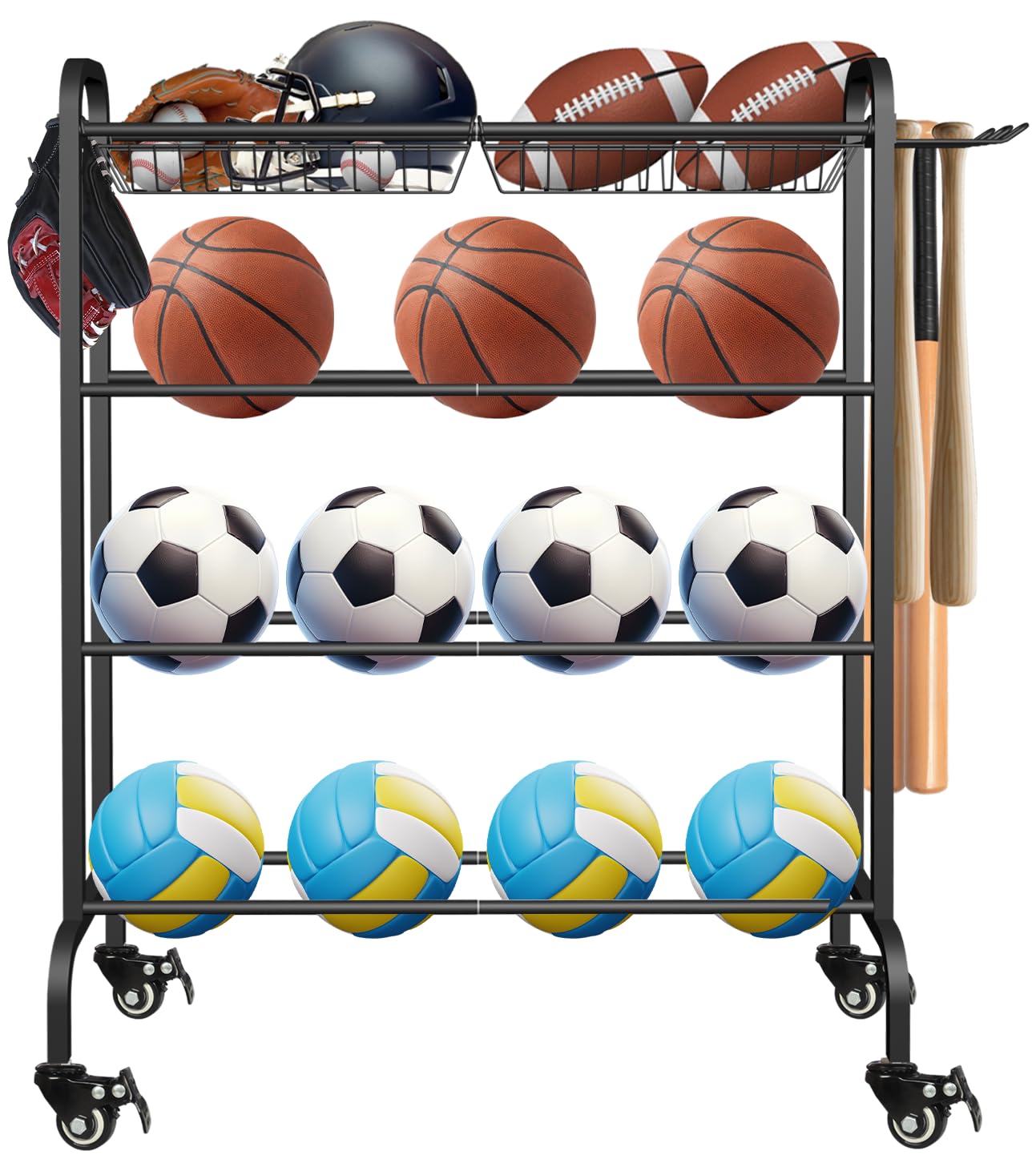 Amazon.com: Artibear Basketball Racks Holder for Balls with Wheels ...