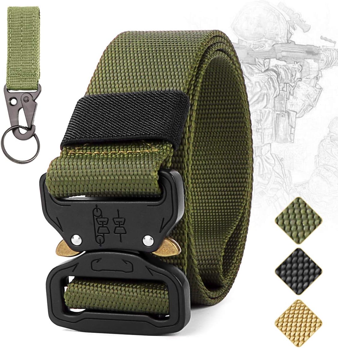 IronSeals Tactical Belt Heavy Duty Webbing Belt Adjustable Military ...