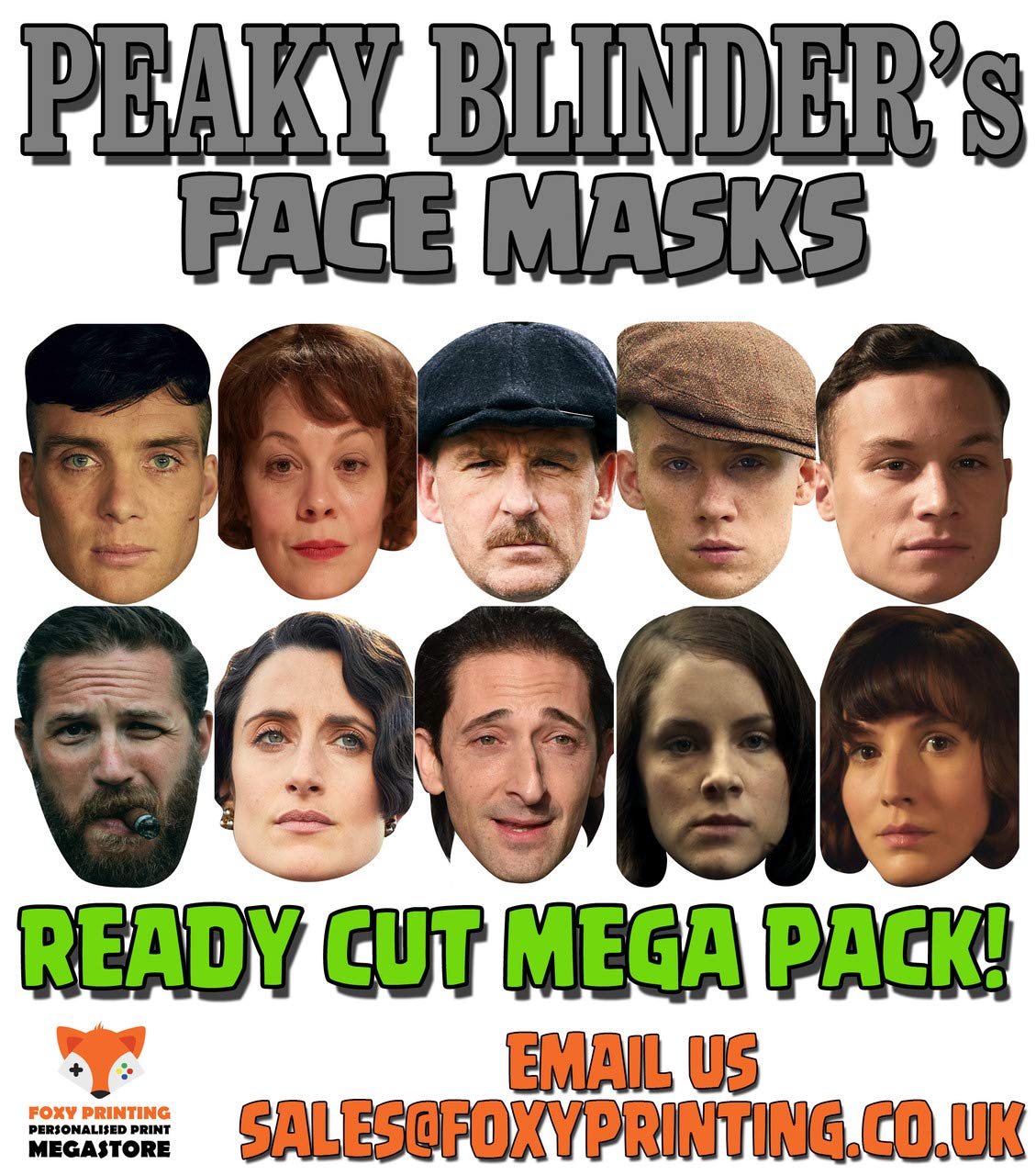 FoxyPrinting Peaky Blinders Celebrity Cardboard Party Face Mask Fancy ...