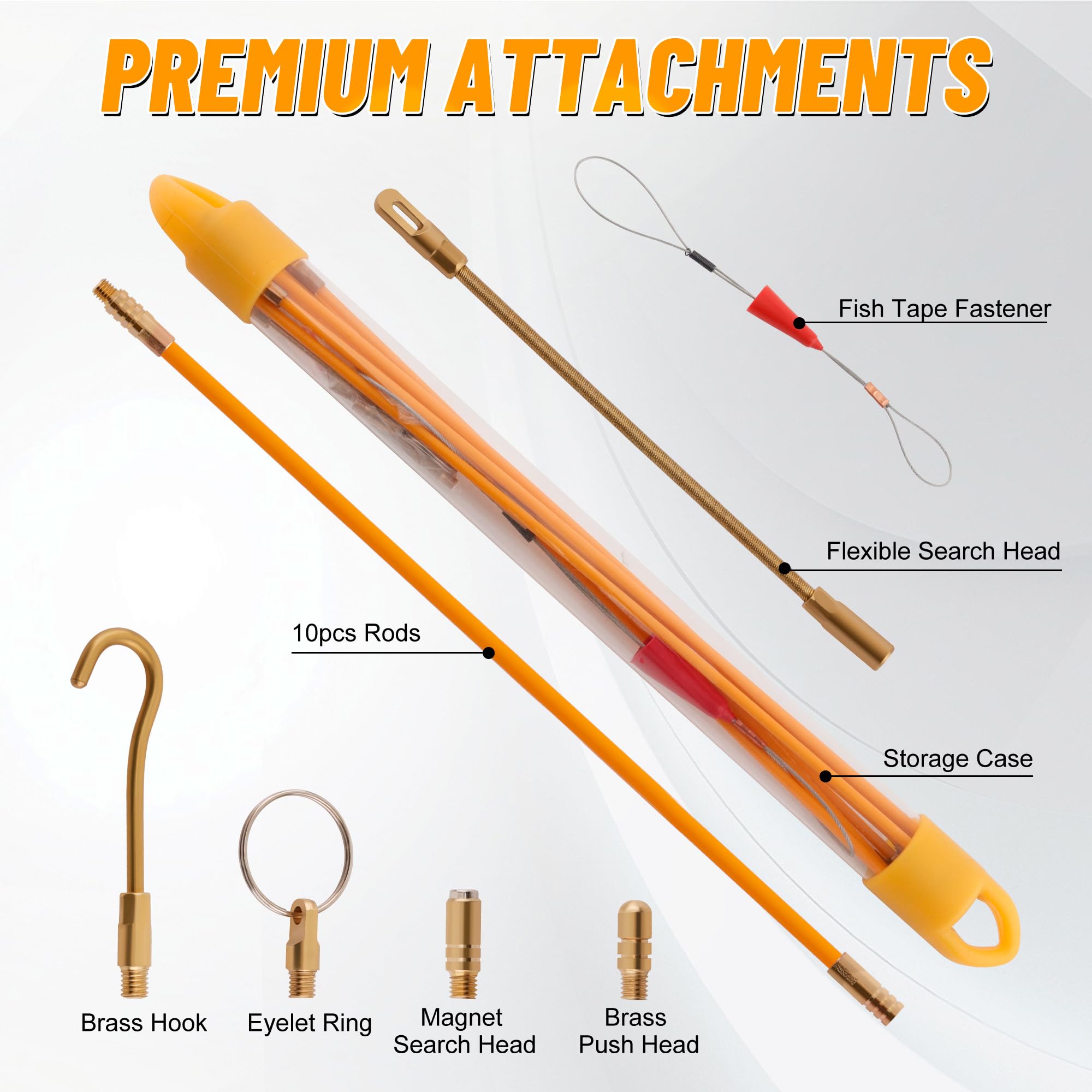 Snapklik.com : KOOTANS 19FT Fiberglass Electrical Wire Running Kit Wire ...