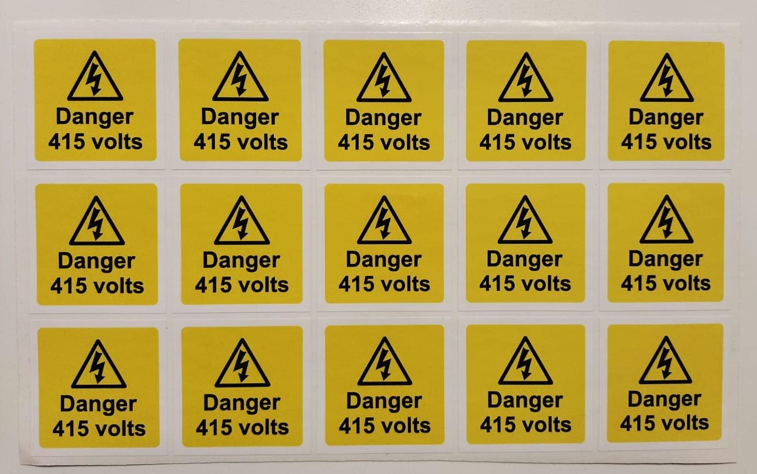 Danger 415 Volts Sticker [Pack of 15] Signs - Self Adhesive Stickers ...
