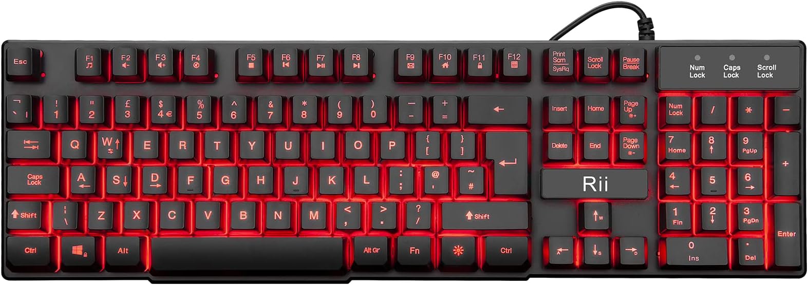 Rii Gaming Keyboard, RK100 Light Up Keyboard Mechanical Feeling ...