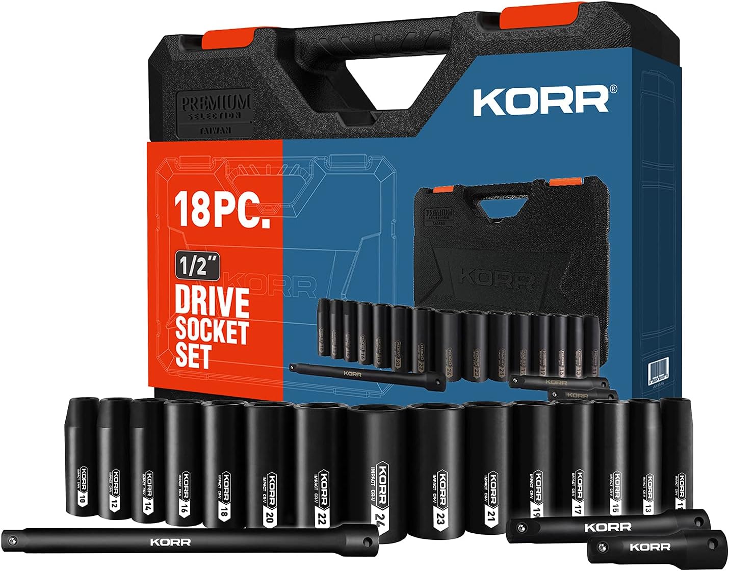 Klein Tools 65626 KNECT Deep Well Impact Socket Set, 3/8-Inch Drive ...