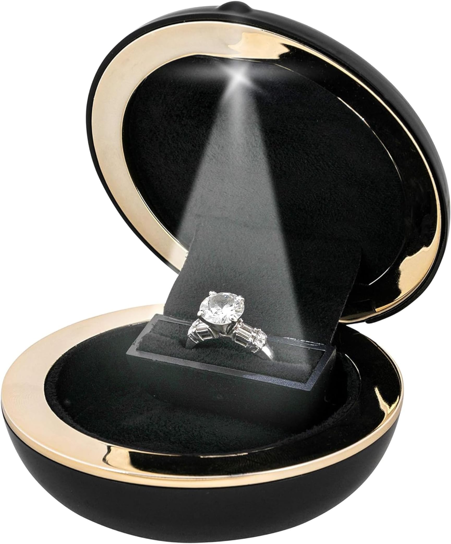 Amazon.com: Unique 3D Rose Design Ring Box for Women, Elegant Black ...