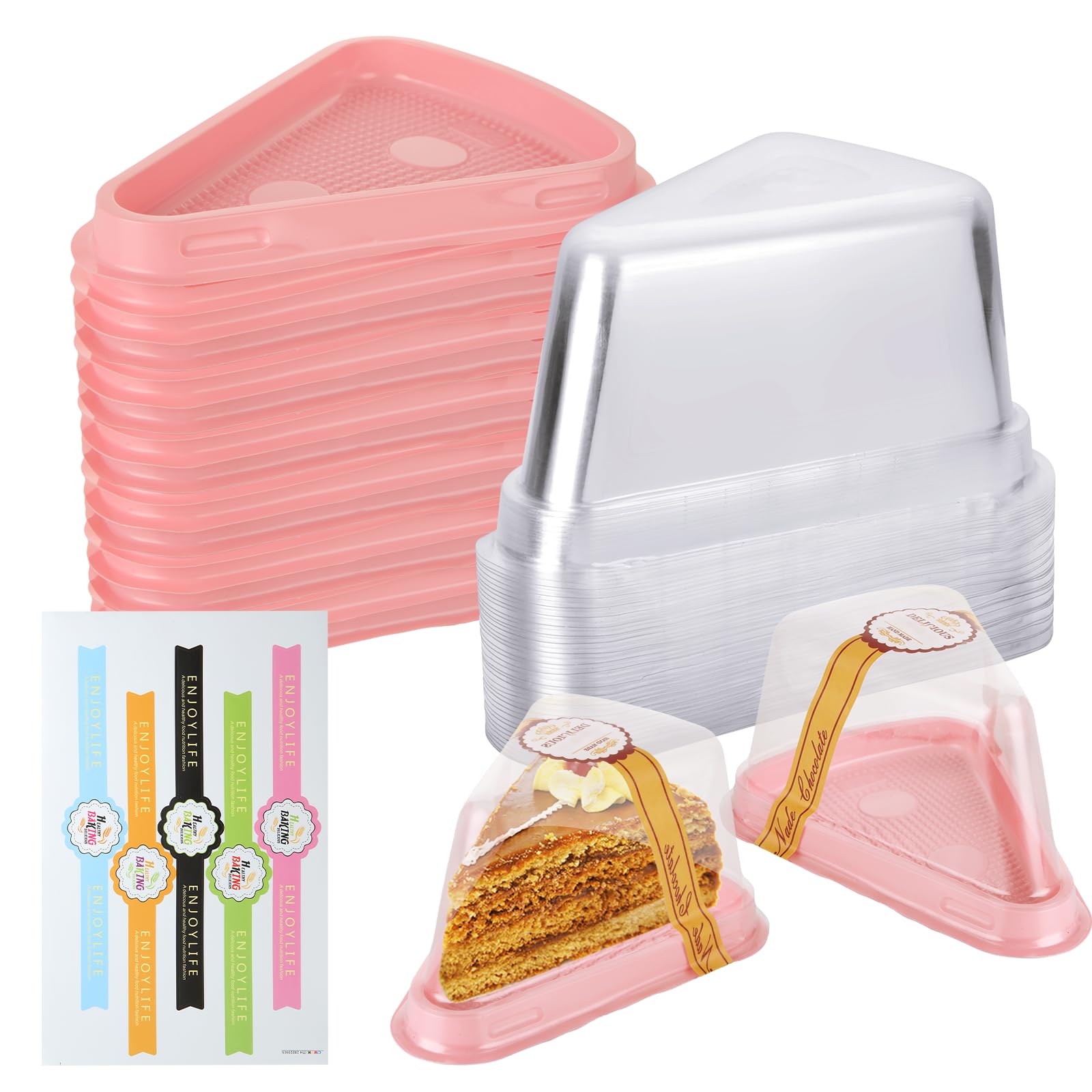 Amazon.com: YAYODS 100 Pack Cake Slice Containers with Lids Plastic ...