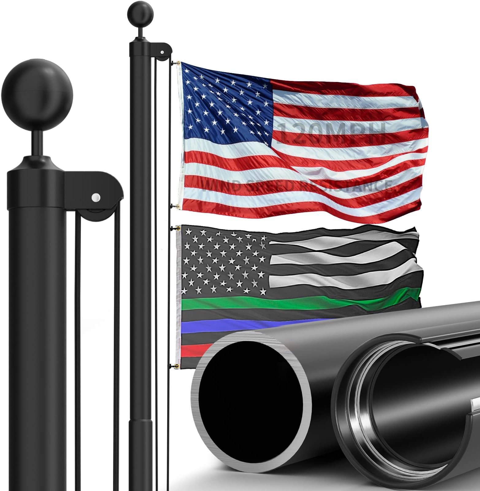 Amazon.com : FFILY 11 Gauge Heavy Duty Flag Pole, 25 FT Extra Thick ...