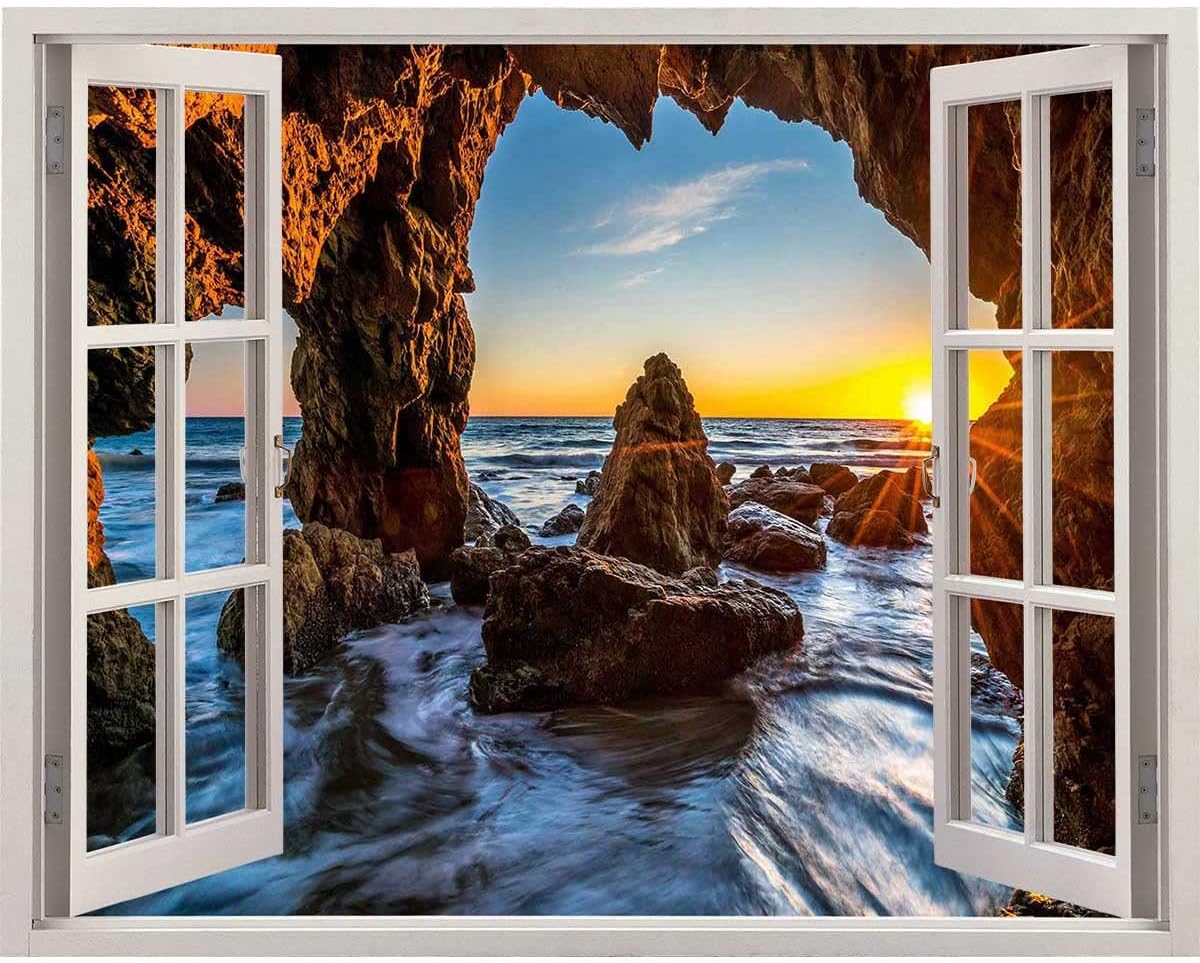 Amazon.com: Caves Beautiful Scenery Window Picture,White Window Well ...