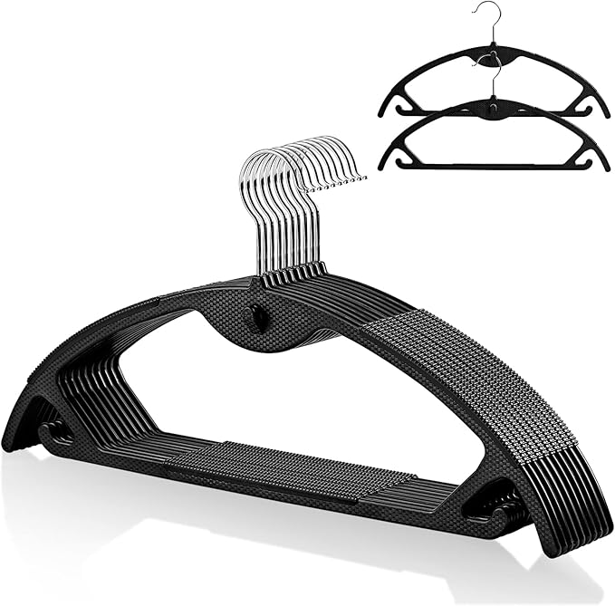 Amazon.co.jp: ハンガー かたくずれ防止 10本組 SEWEI 跡がつかないハンガー ハンガー すべらない 洗濯ハンガー はんがー ...