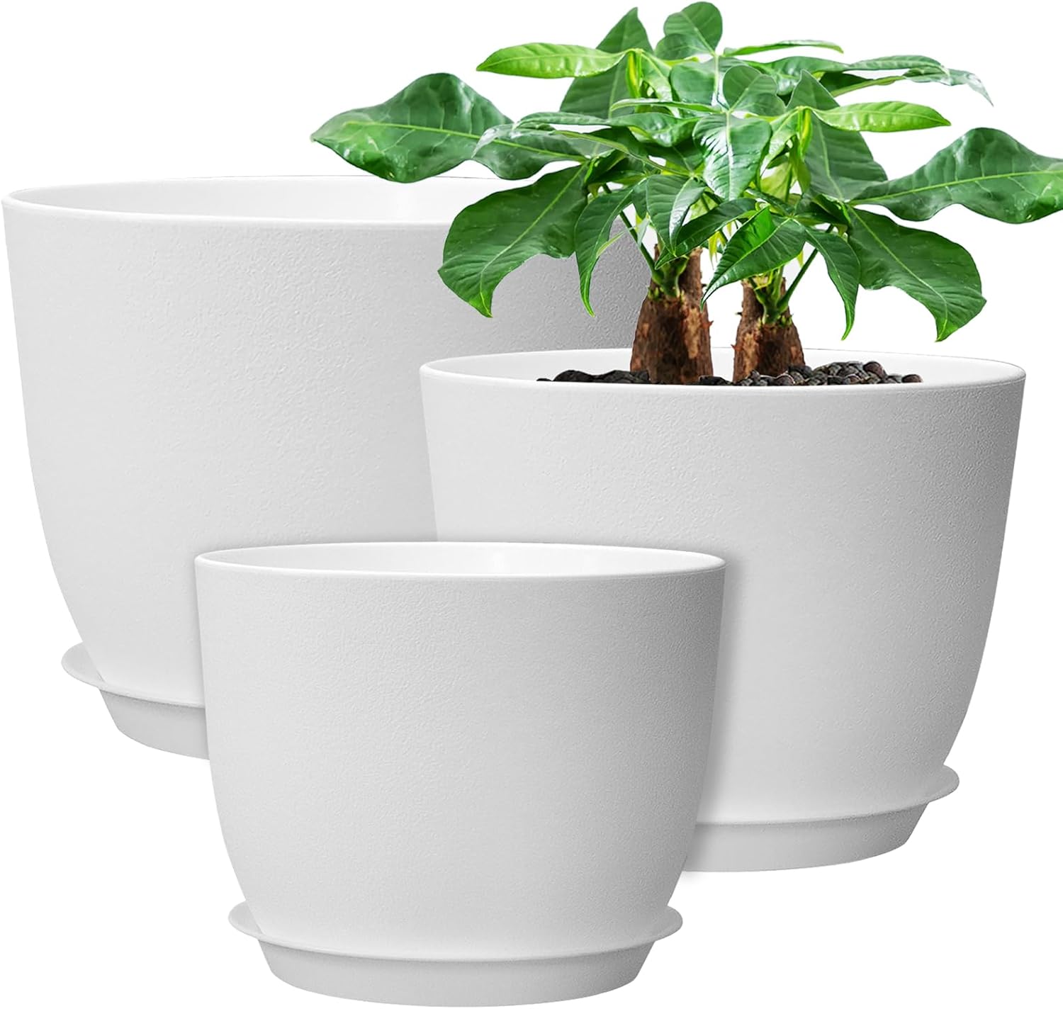 Amazon.com: UOUZ 12/10/9 Large Modern Plant Pots, Plastic Planters with ...