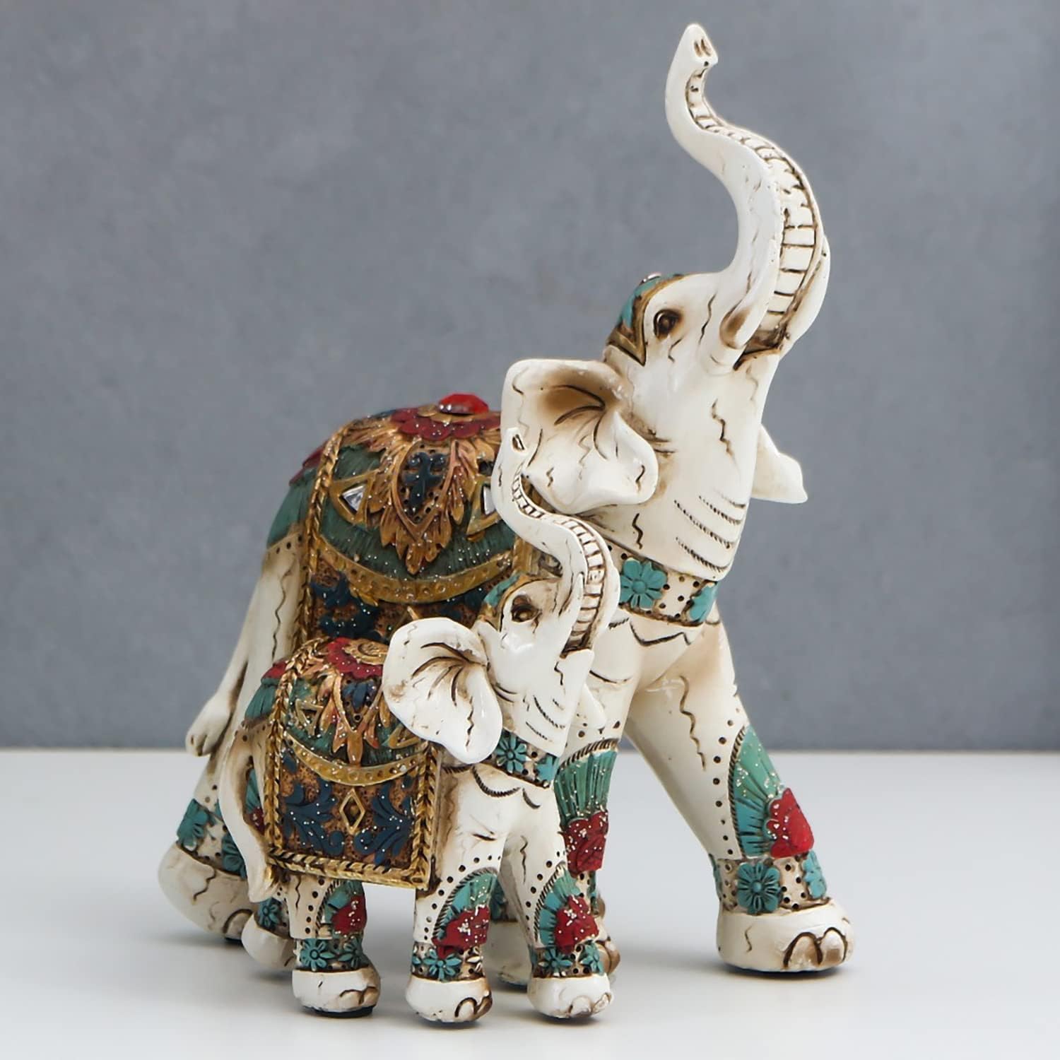 Amazon.com: AEVVV White Elephant Mama and Little One Collectible ...