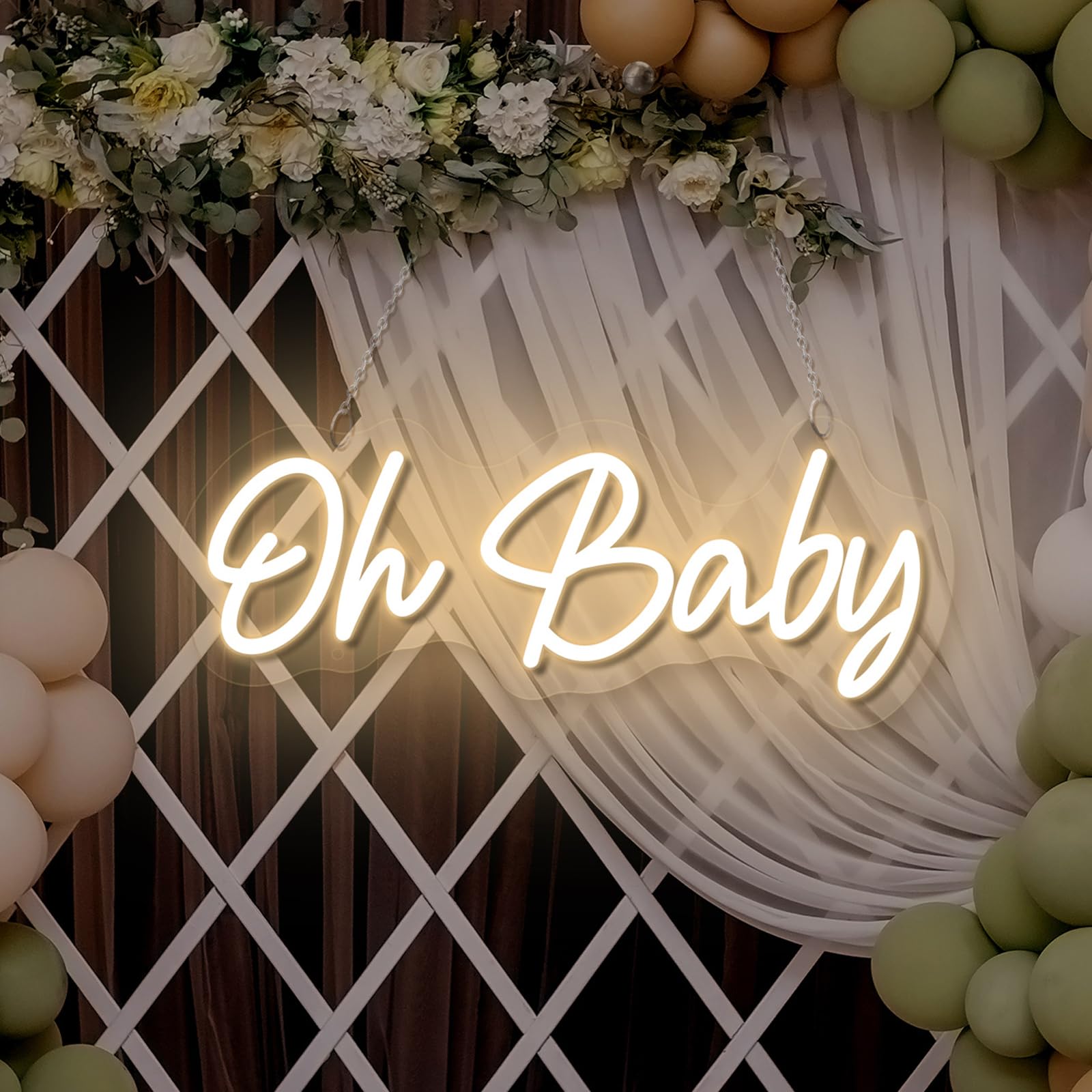 Amazon.com : Oh Baby Neon Sign for Backdrop, LED Oh Baby Sign for ...