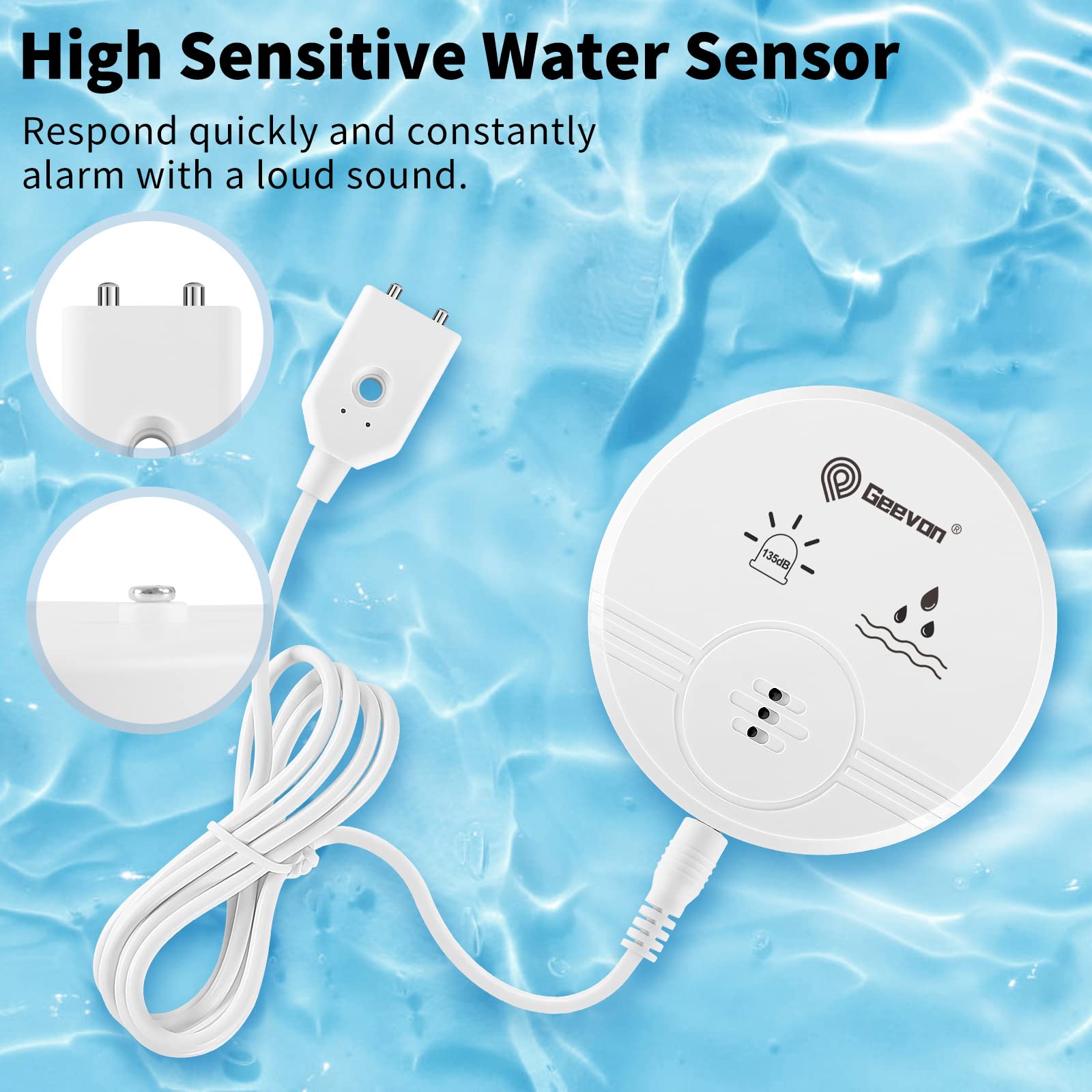 Snapklik.com : Geevon 2 Pack Water Leak Detector, 135dB Water Leak ...