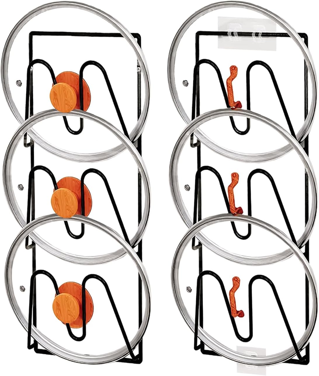 2 Pack Pot Lid Organizer Rack, 6-Tier V-Wall Pot Lid Holder, No ...
