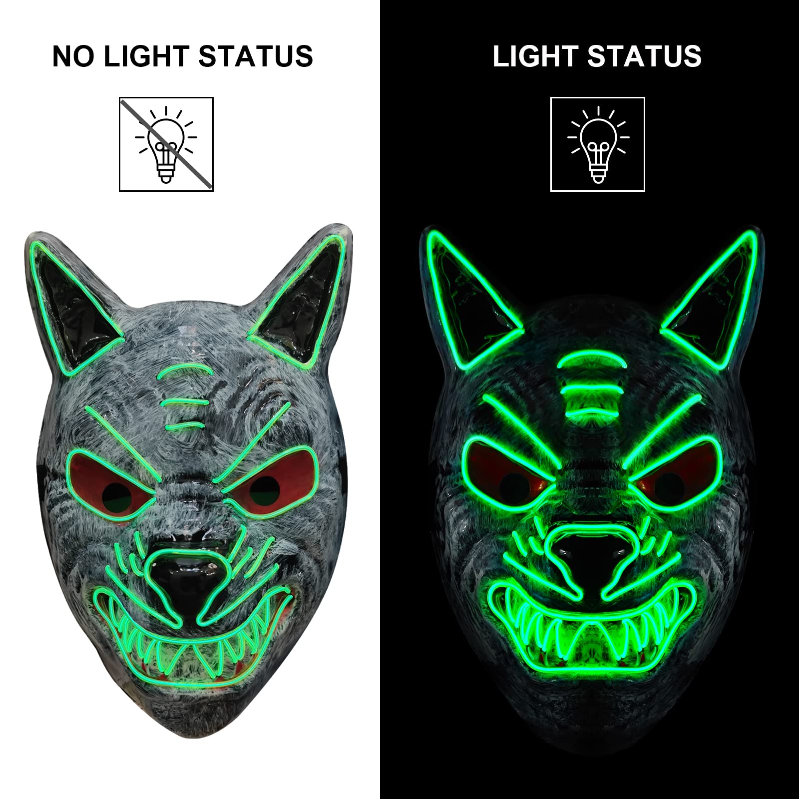 Snapklik.com : Stegosaurus Wolf LED Halloween Cosplay Mask