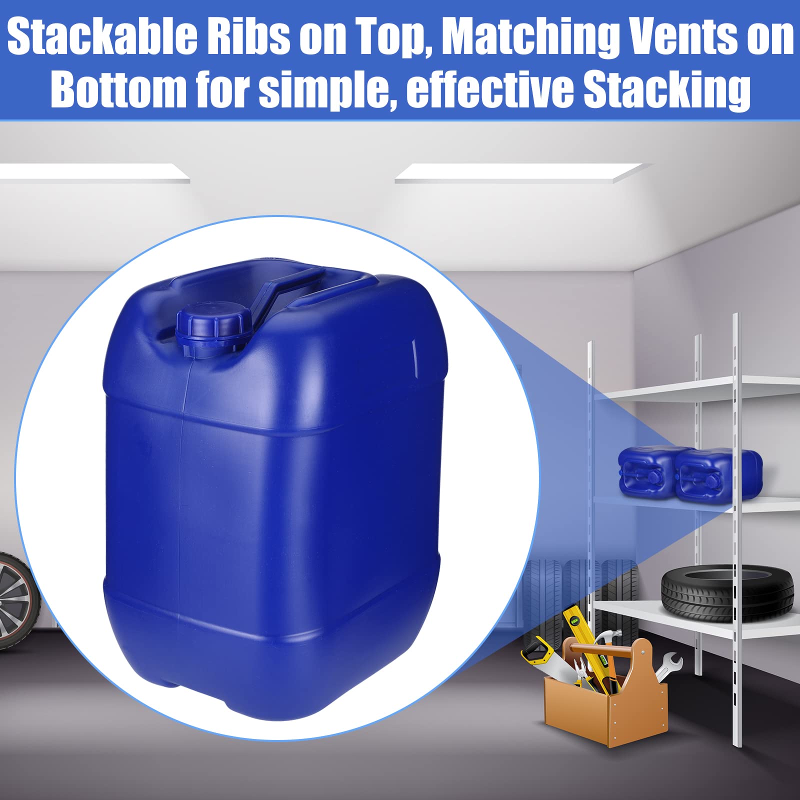 3 Pack 7 Gallon Water Storage Stackable Water Container with Reinforced ...