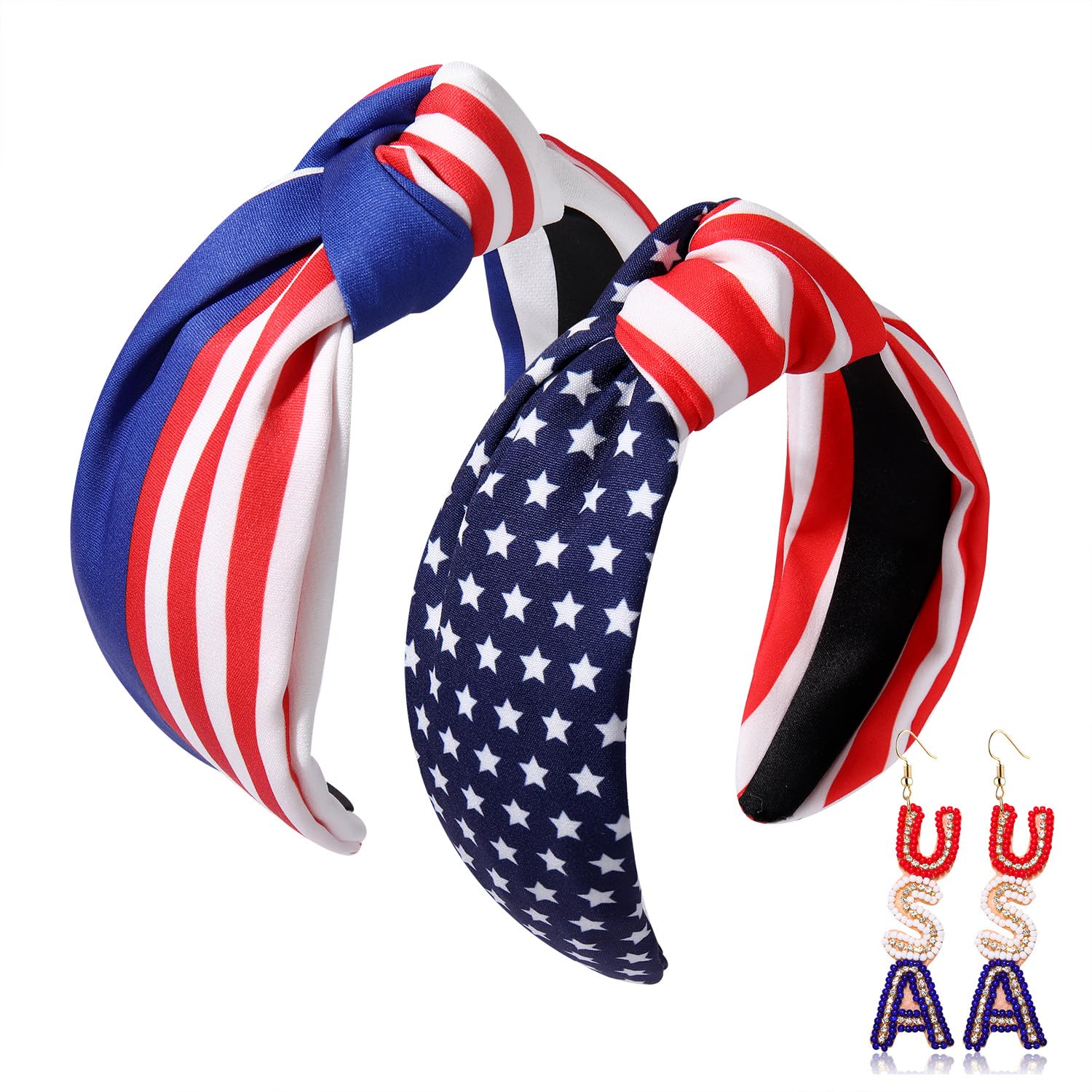 Amazon.com : American Flag Knotted Headbands for Women 4th of July ...