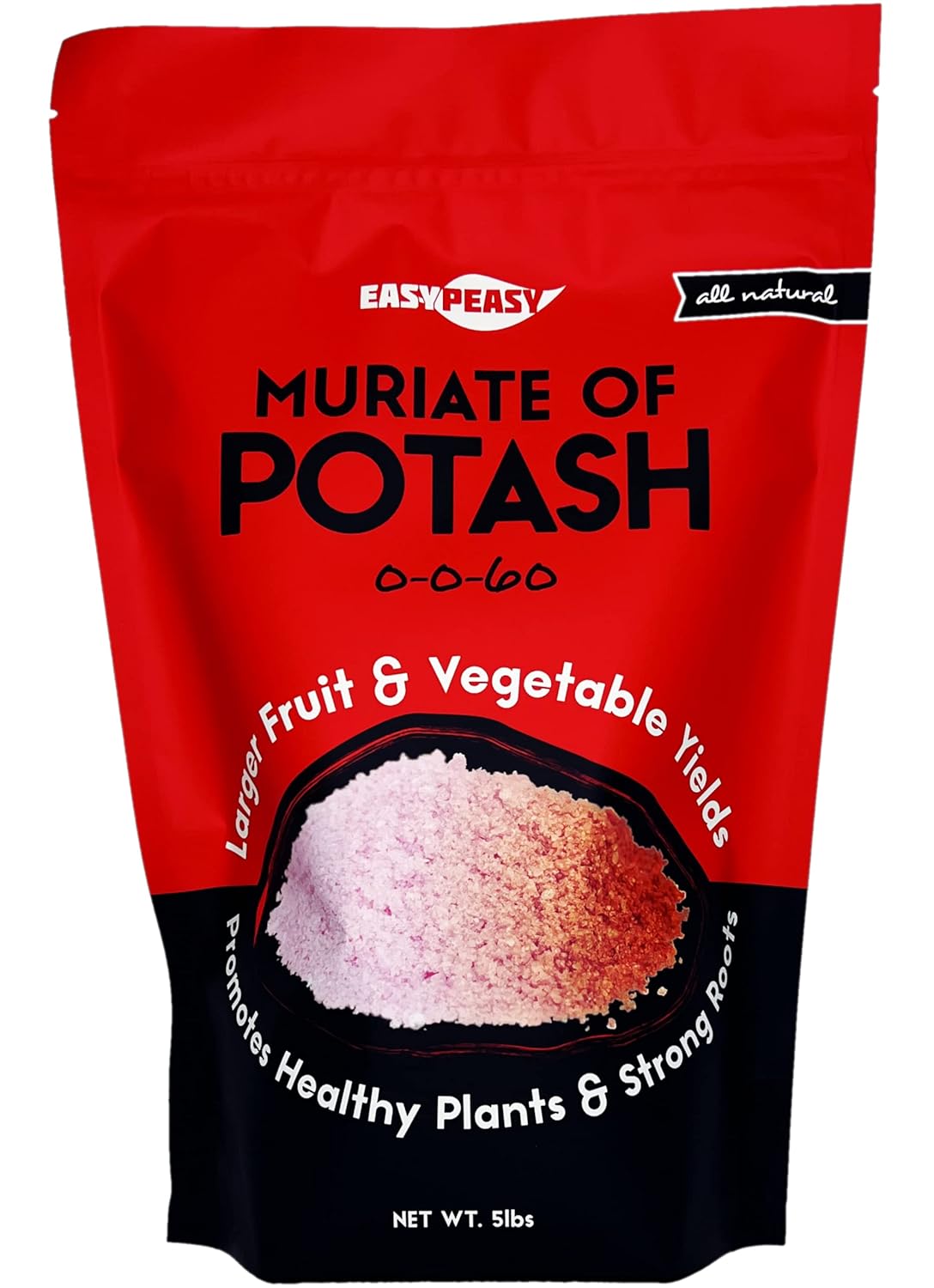 All-Natural Muriate of Potash- Easy Peasy 0-0-60 Potassium (5LB Bag ...