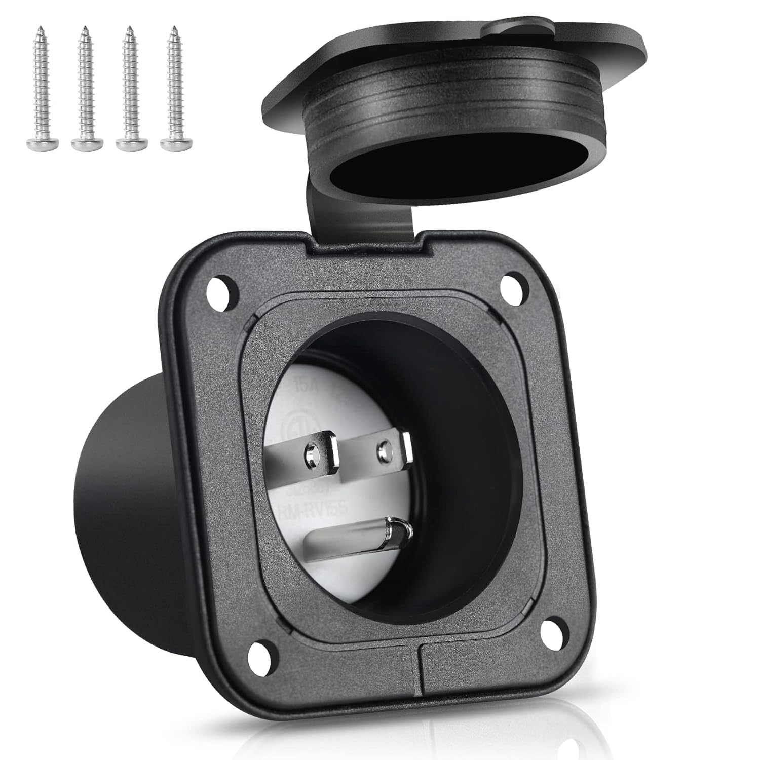 Amazon.com: Flanged Inlet 15A AC Port Shore Power Plug with Waterproof ...