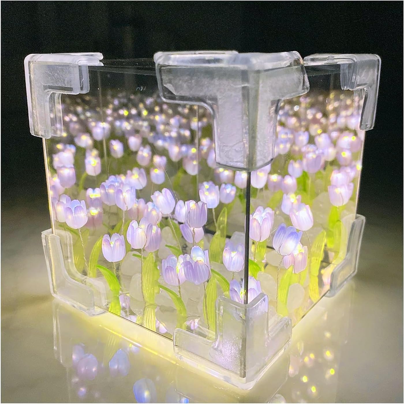 YXXAIQFY DIY Tulip Cube Mirror Lamp, 21 Flowers LED Decorative Lamp, 2 ...