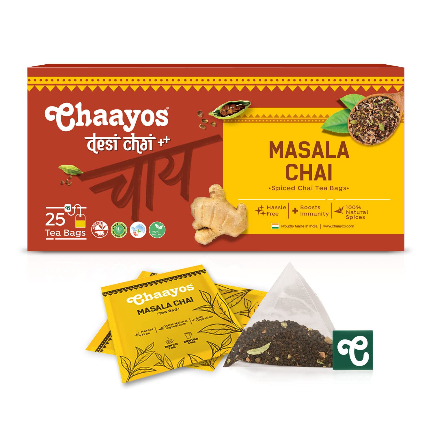 Buy Chaayos Tea Bags - Masala Chai with 100% Natural Spices - [50 Tea ...