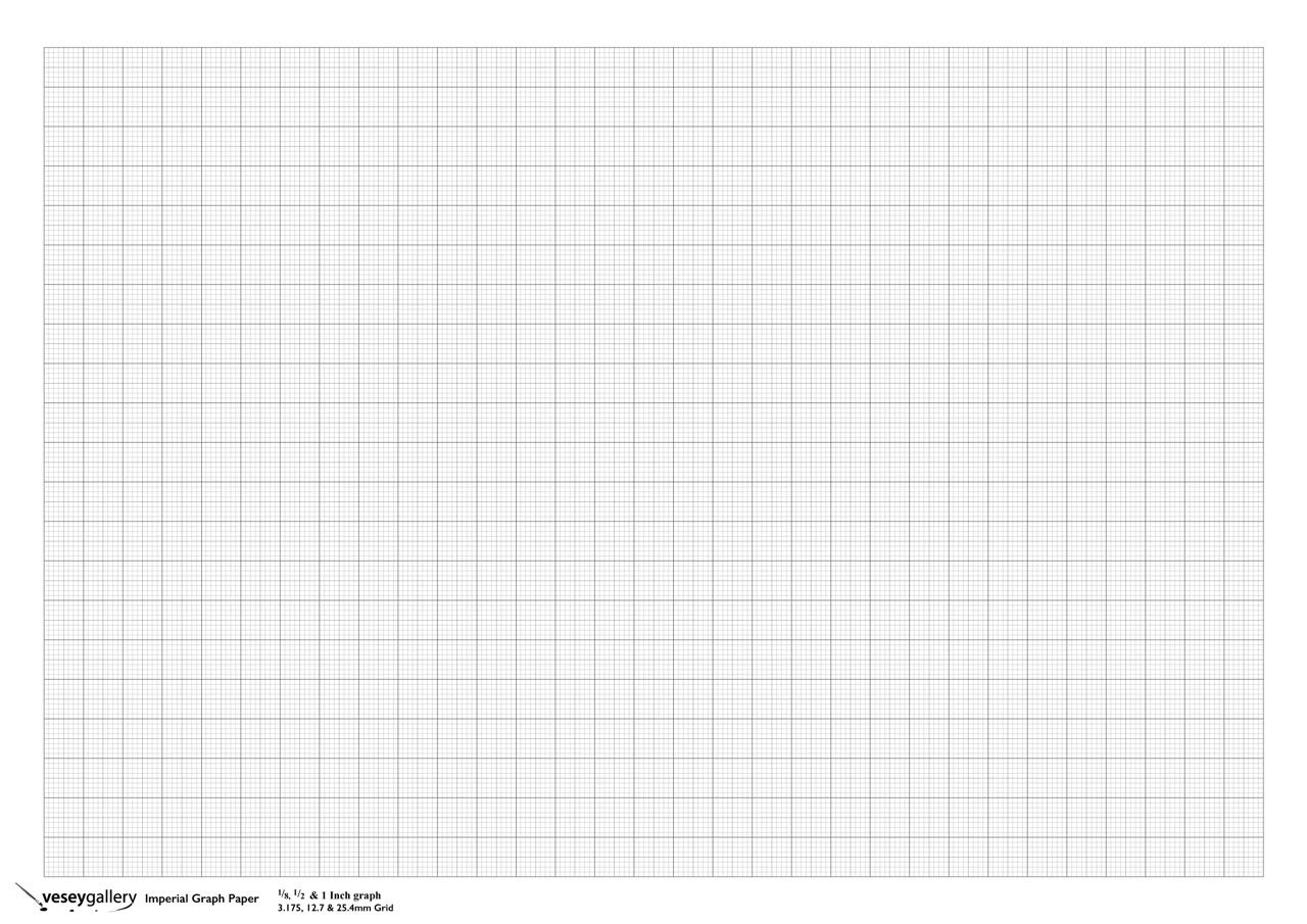 A1 Imperial Scale 90gsm Graph Paper. 1inch / 1/8th inch Grid. Pack of 5 ...