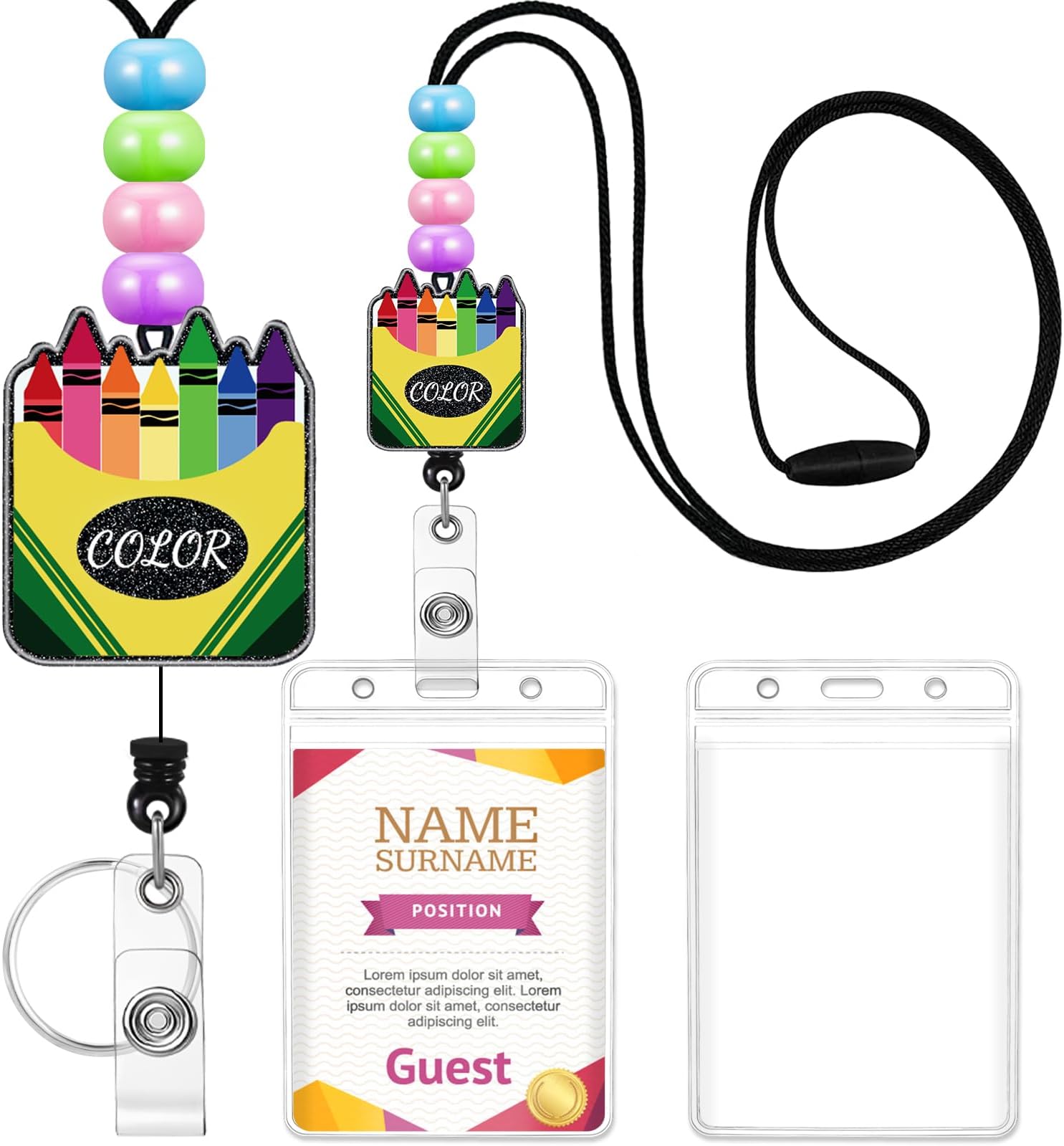 Amazon.com : Plifal Teacher Lanyards for Id Badges Reel Retractable ...