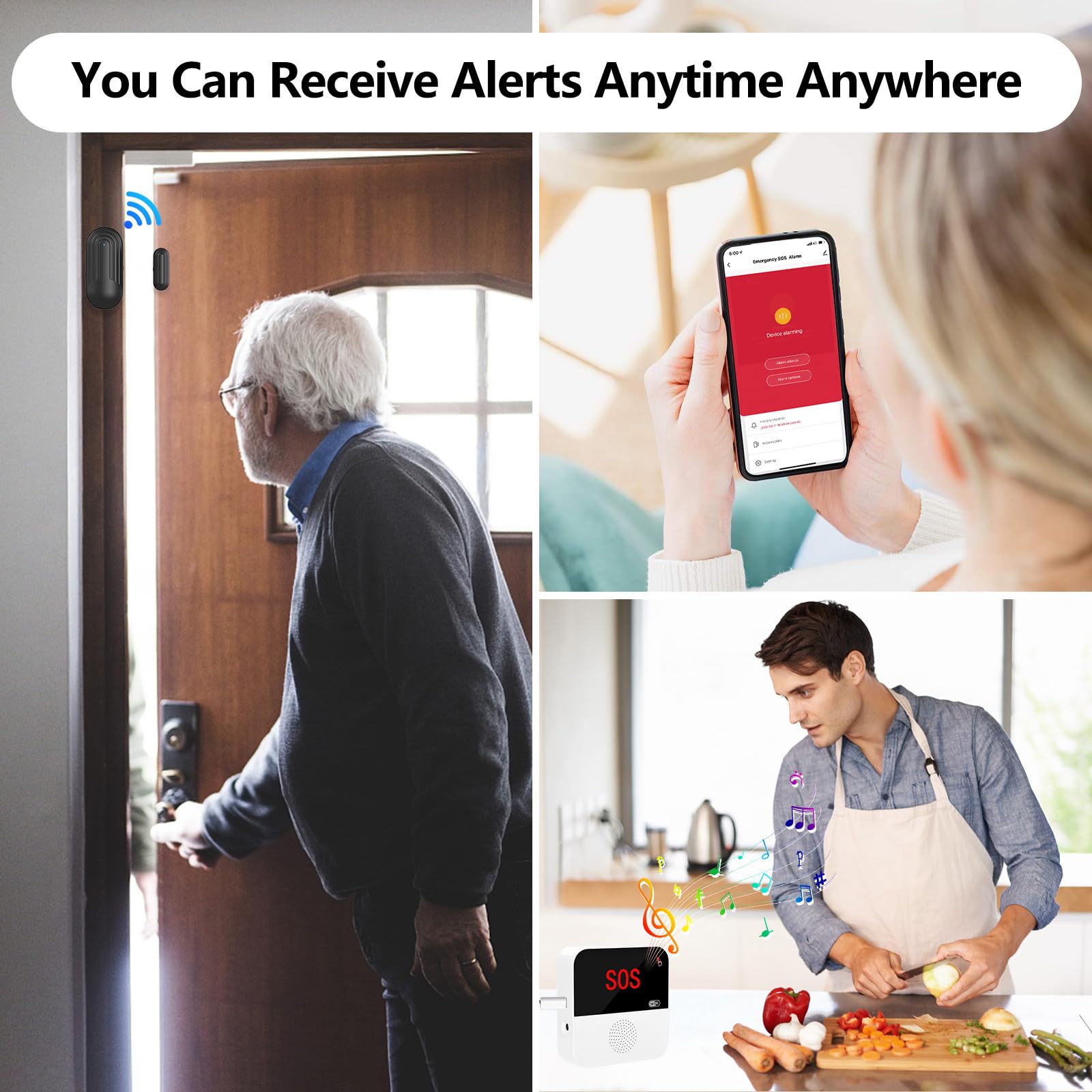 Snapklik.com : WiFi Smart Caregiver Pager Wireless Door Alarms For ...