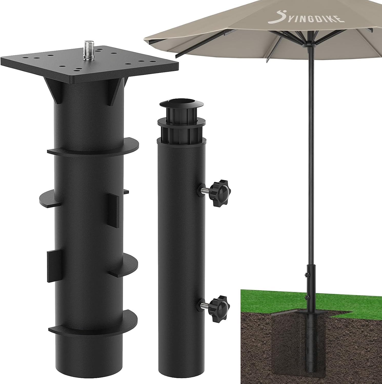 Amazon.com : YINGDIKE Patio Cantilever Umbrella Base in Ground with ...