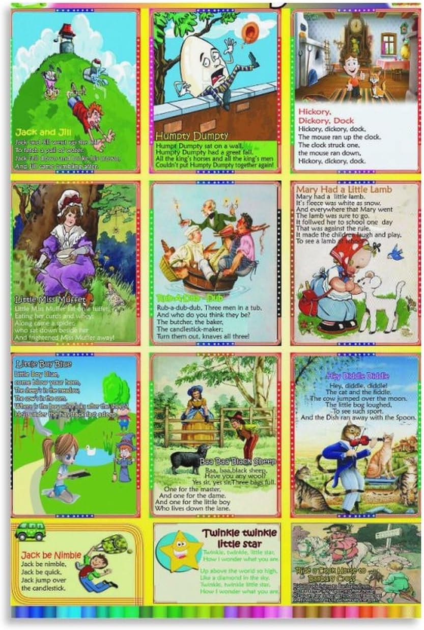 Amazon.com: Nursery Rhymes Children Education School Wall Chart Poster ...