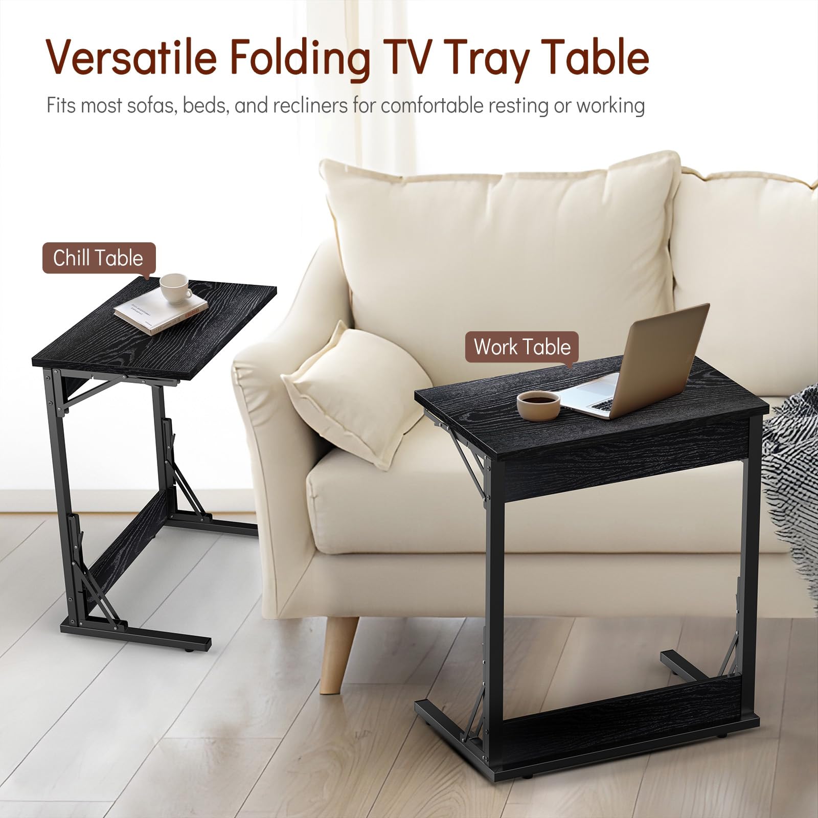 Snapklik.com : 24 Folding C Shaped End Table, Small Sofa Side Laptop ...