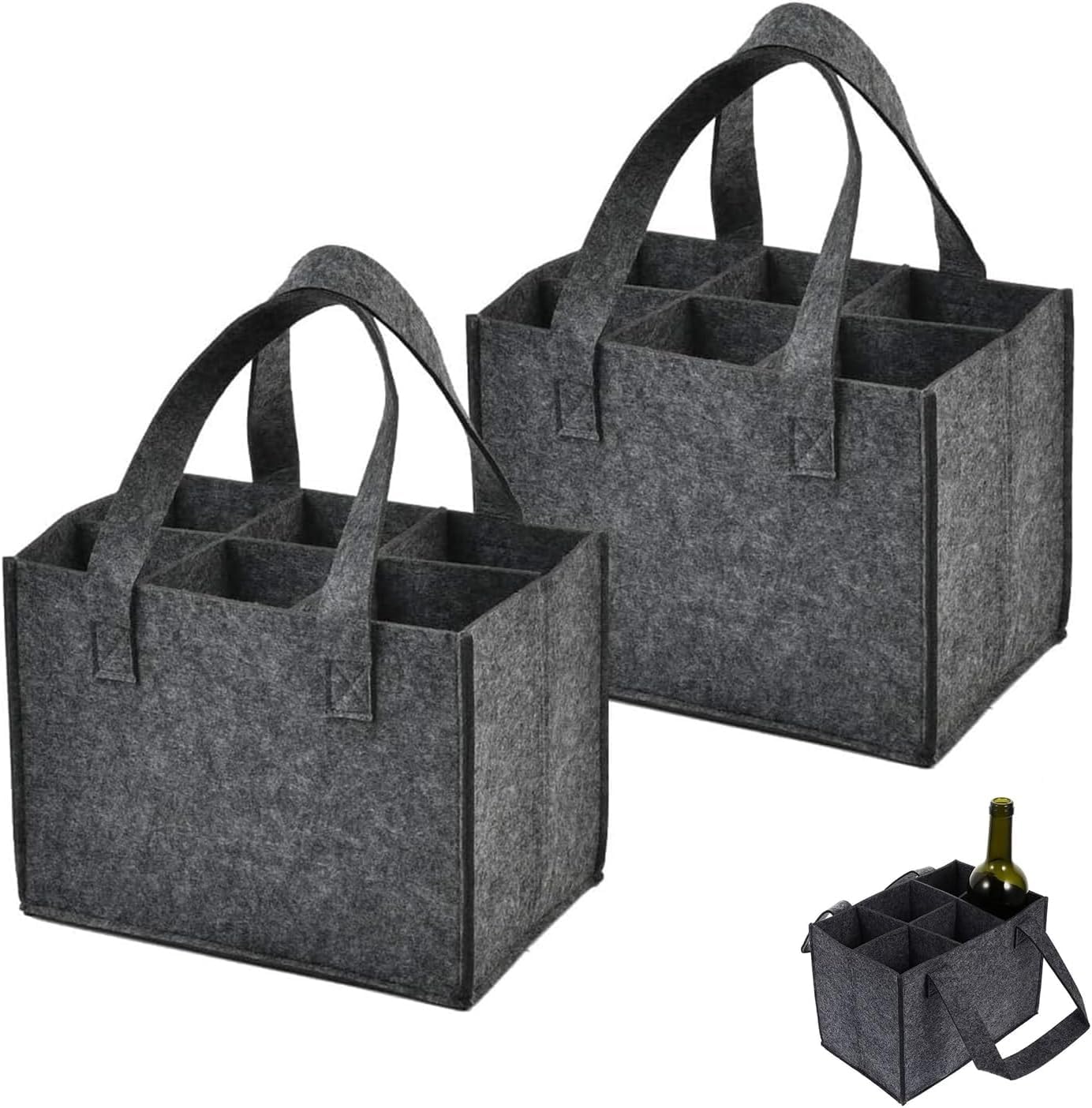 MQWDGJ Wine Bottle Carrier Felt, 2 Pcs Wine Bottle Holder Bag, 24x16 ...