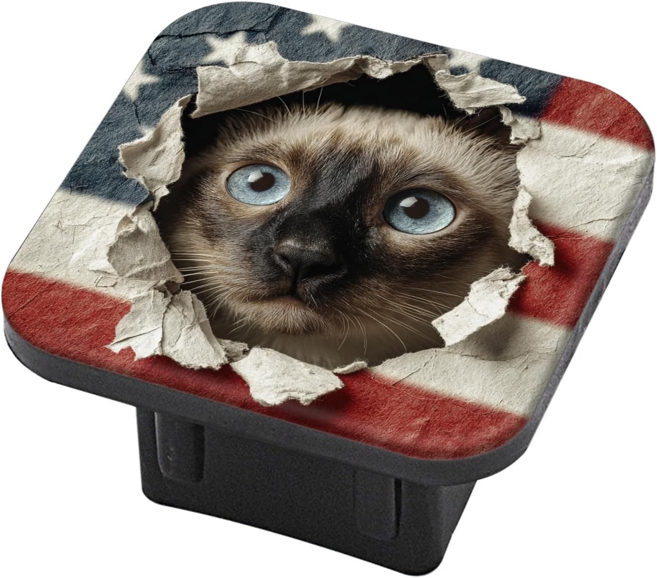 Amazon.com: 2 Inch Rubber Trailer Hitch Cover, Cute Siamese Cat Peeks ...