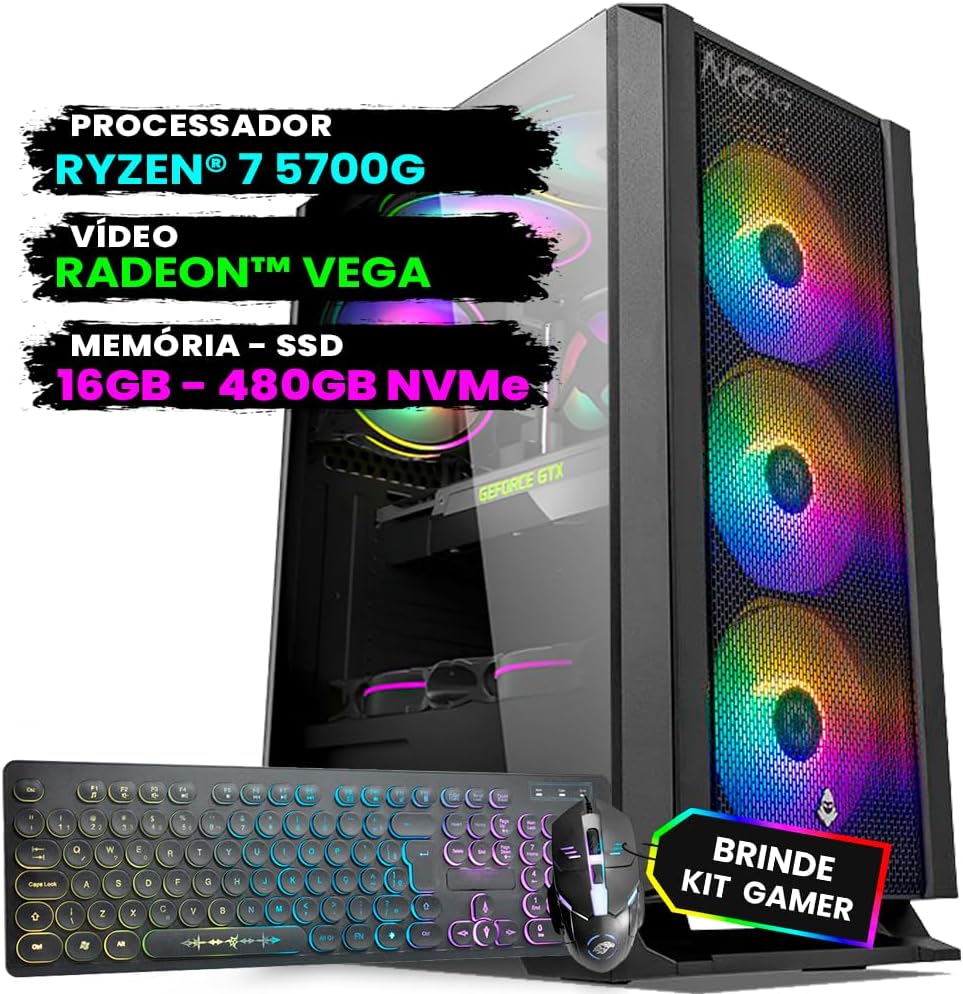 PC Gamer ITX Arena, Ryzen 7 5700G, Radeon™ Graphics Vega 8, 16GB Ram ...