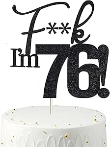 Amazon.com: 76 Cake Toppers, 76 Birthday Cake Toppers-Black Glitter ...