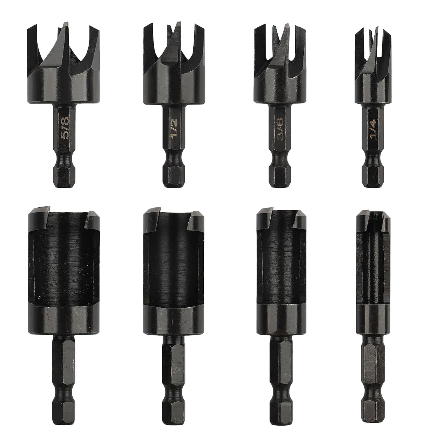 （8 Pcs） Wood Plug Cutter Drill Bit Set, 4 pcs Straight Wood Plug ...