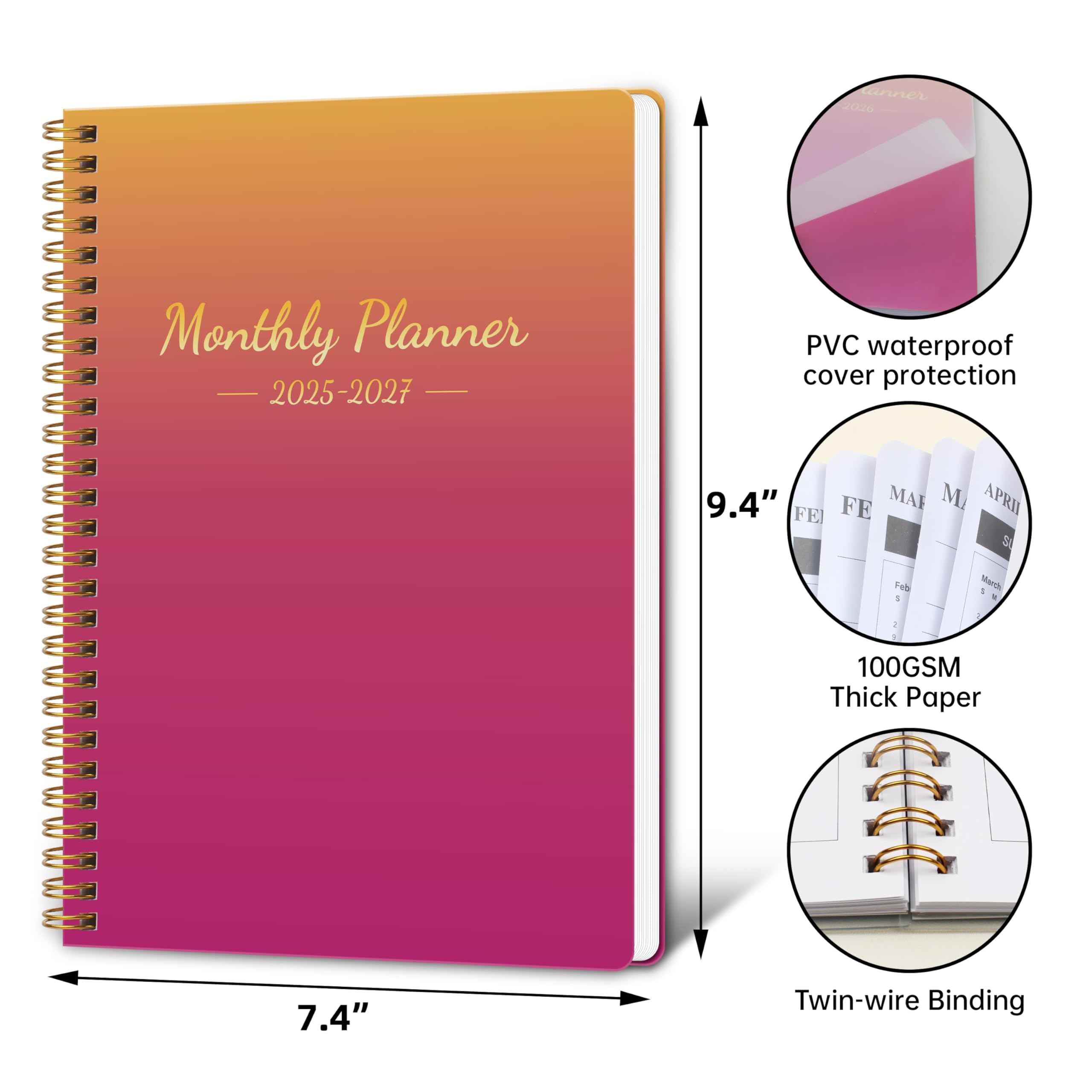 Snapklik.com : Monthly Planner 2025-2027, 2025 Calendar 24 Months ...