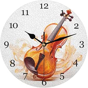 Amazon.com: OMFUNS Violin Music Wall Clock Silent Non-Ticking Chic ...