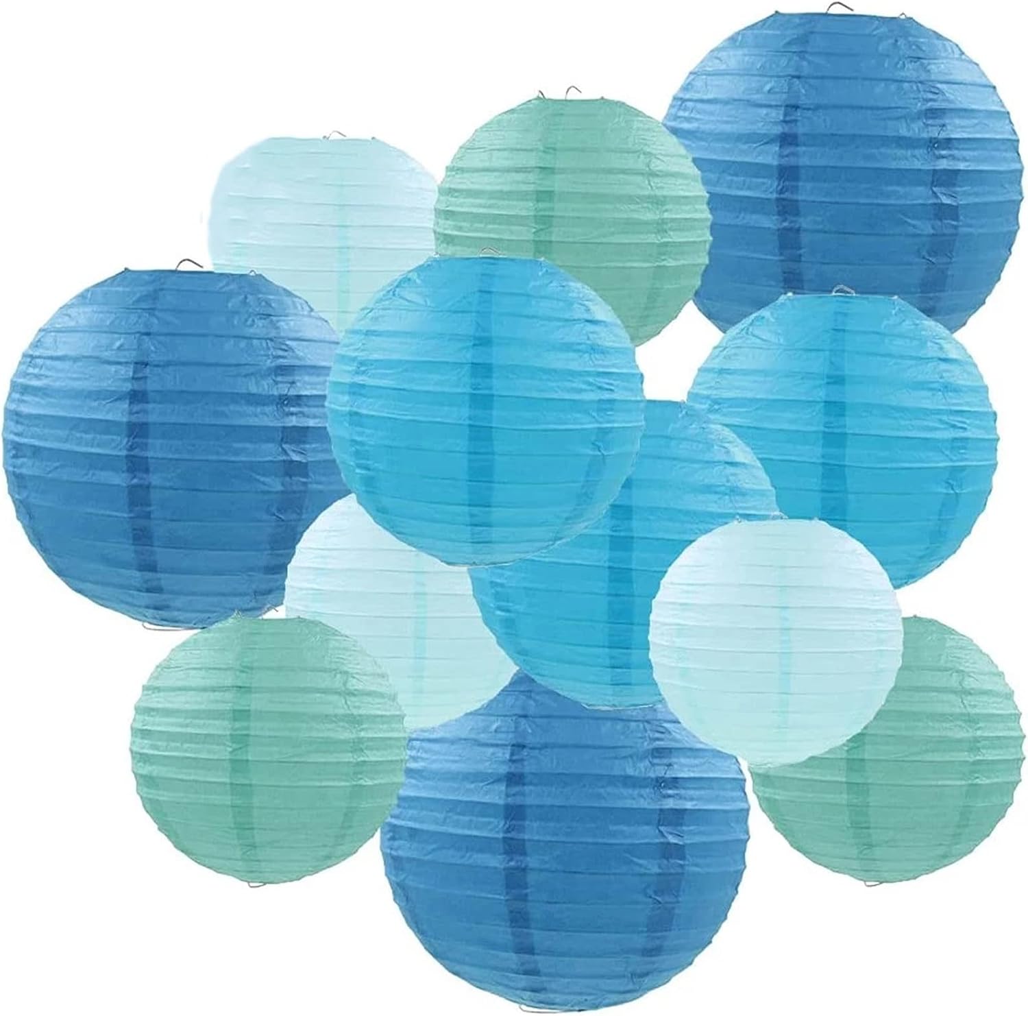 Amazon.com: Paper Lanterns 12Pcs Blue Paper Lanterns Set 6" 8" 10" 12 ...