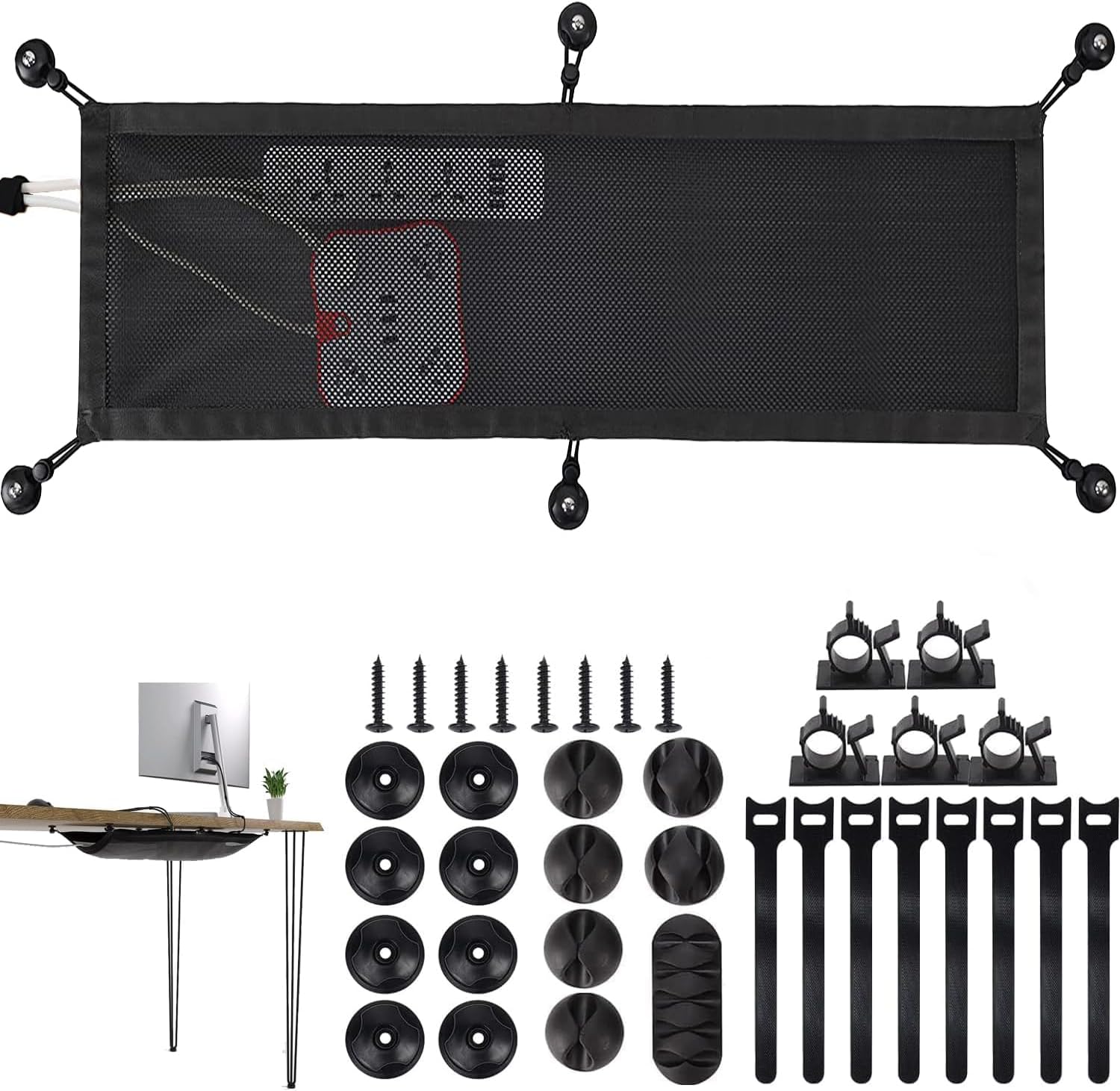 WGYAML Cable Management Net - Under Desk Cable Management Tray - Cable ...